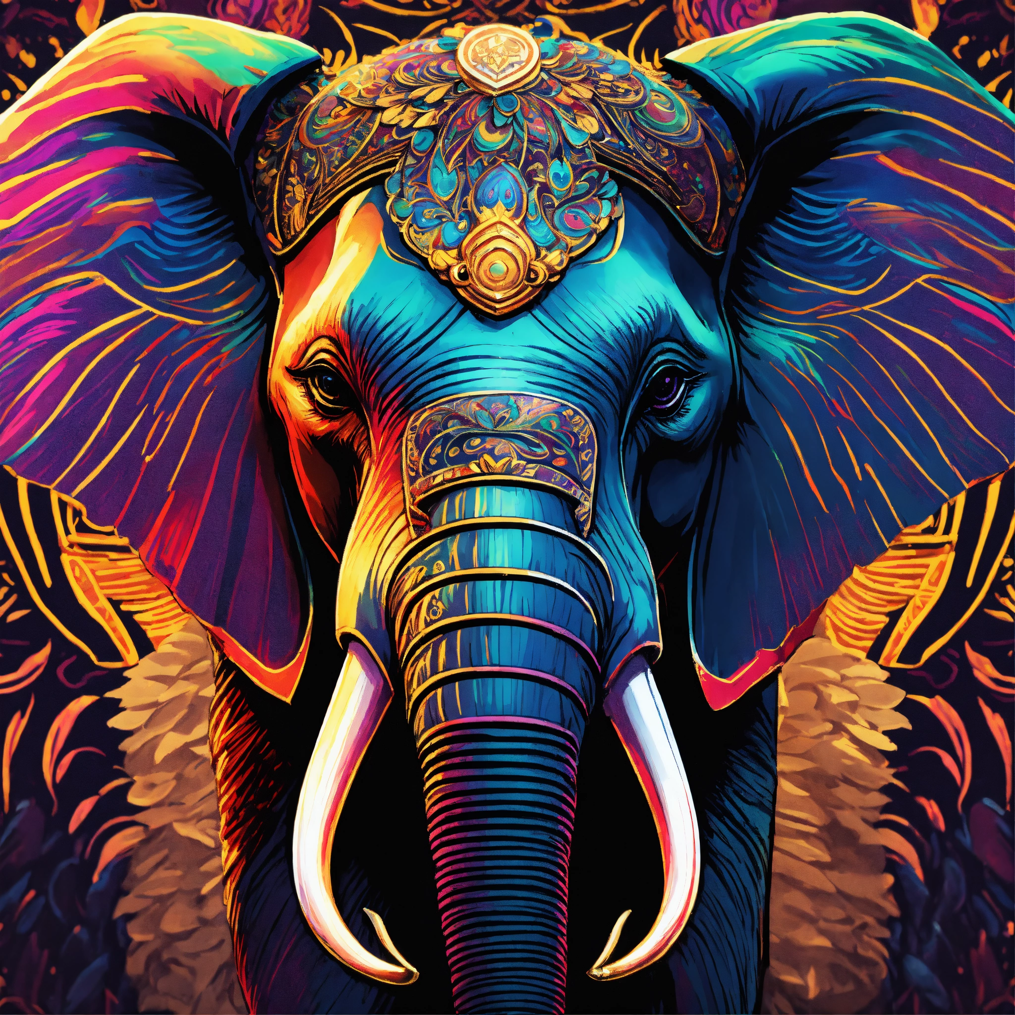 Lexica - Centered detailed portrait of a masked elephant wearing a ...