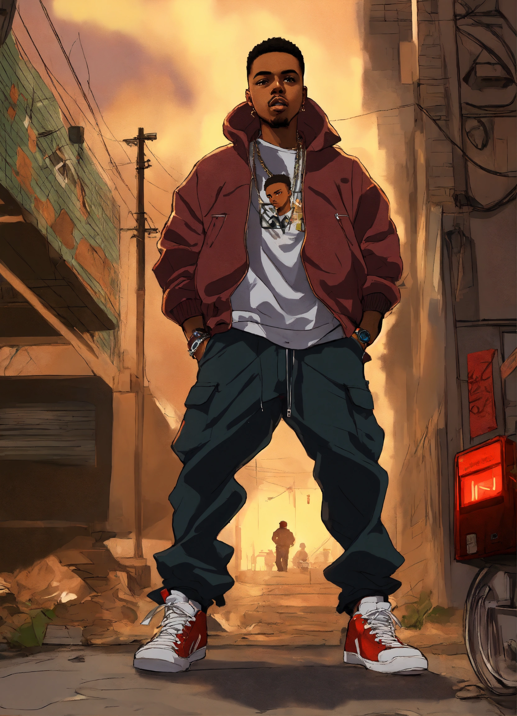 Lexica - Hip hop art style Nas boondocks full body