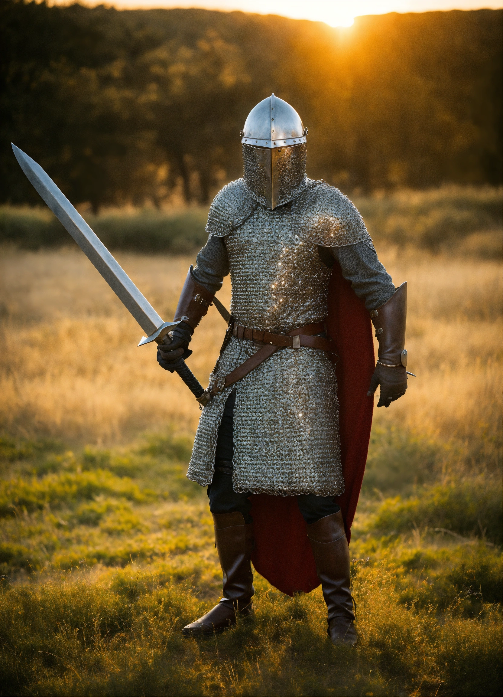 Lexica - Photo, real, male, chainmail, shield, mace,