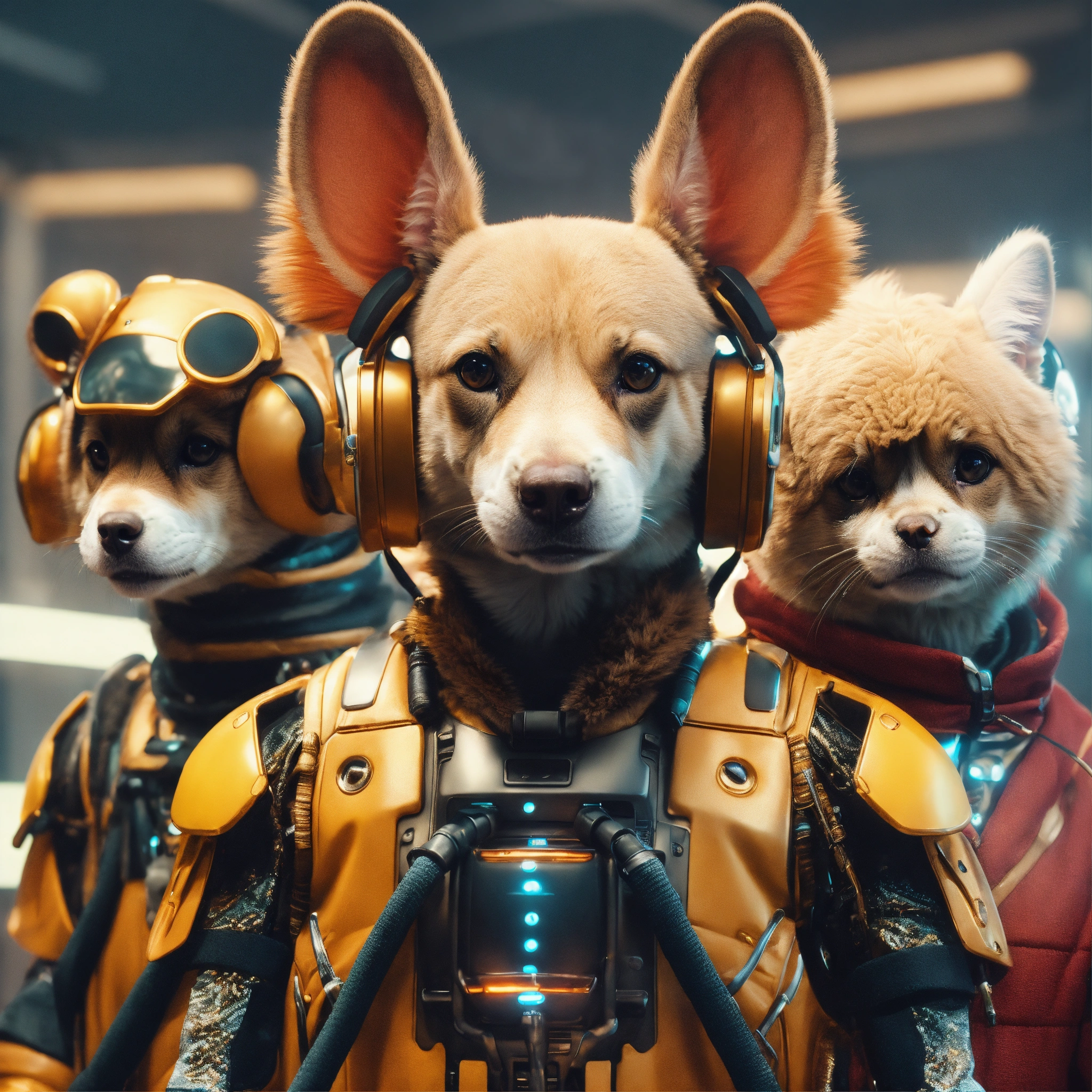 Lexica - Zoom out of 4 lovable creatures wearing detailed ear antennas ...