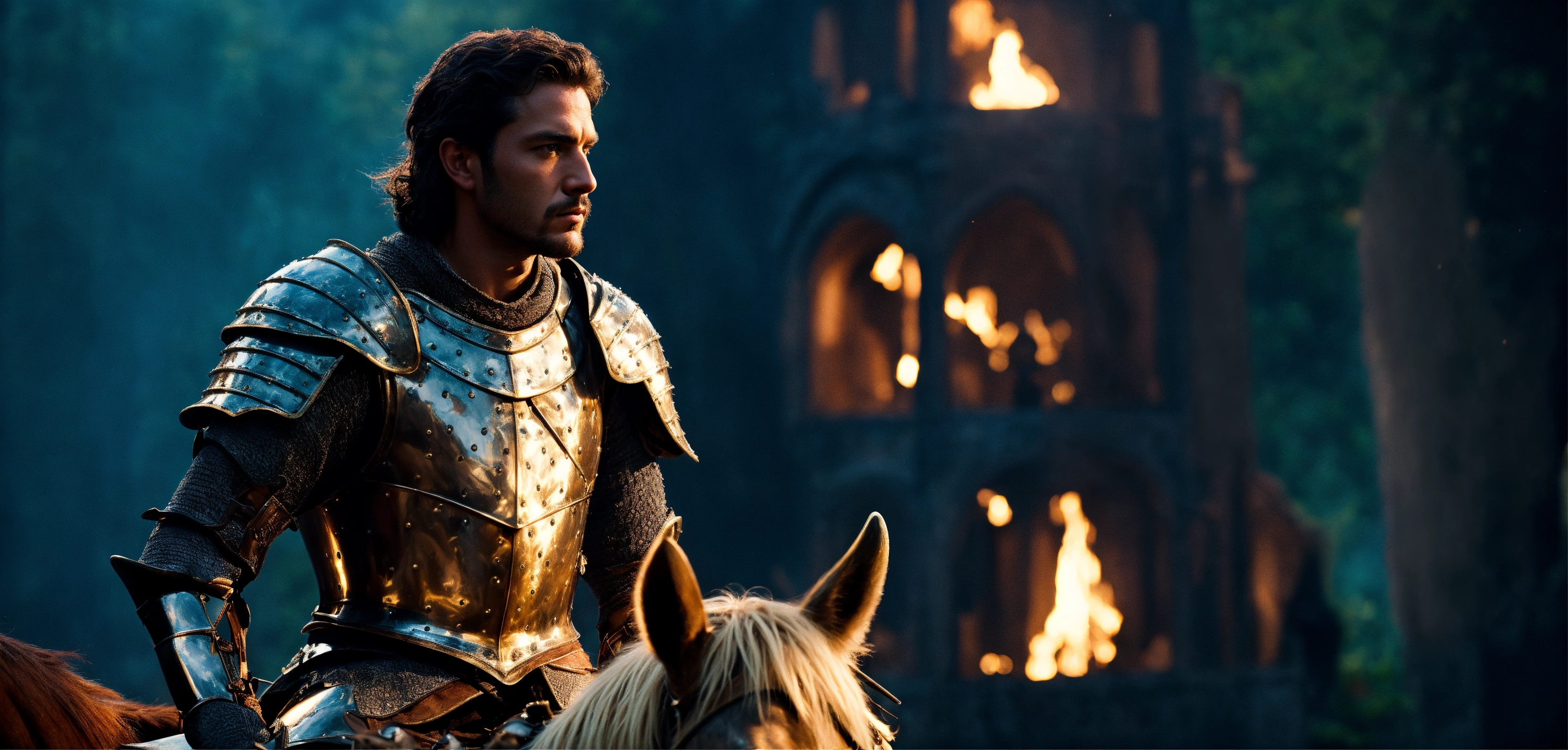 Lexica - Handsome Knight with detailed armour on Horseback, Cinematic ...