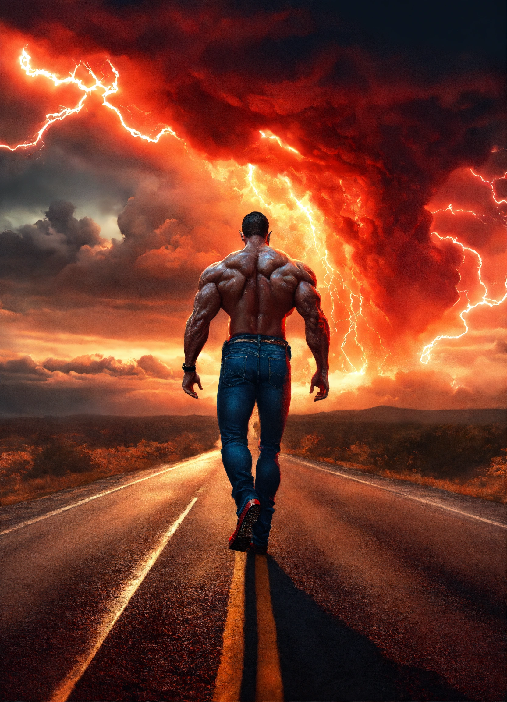 Lexica - Full body eight foot evil male god, big strong muscular scaly ...