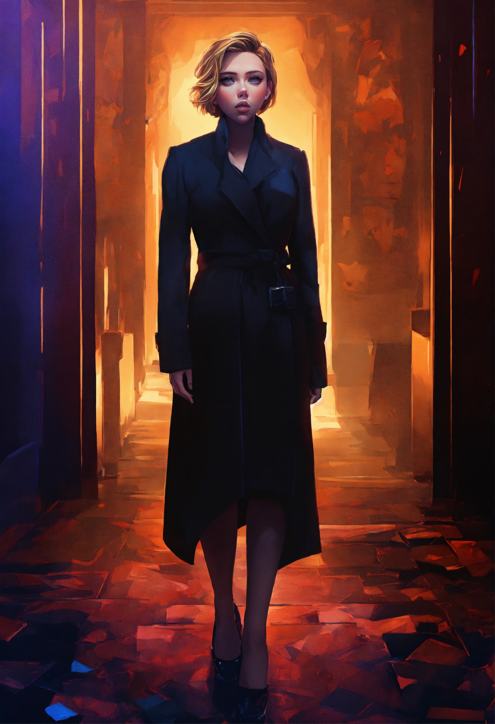 Lexica Scarlett Johansson Illustration 2d Realism Black Flat