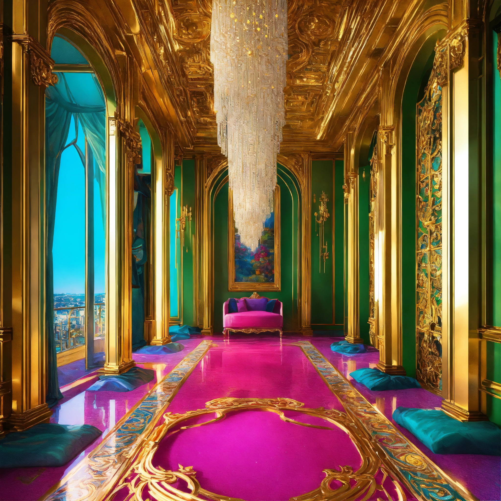 Lexica - Futuristic beautiful French mansion interior sitting room ...