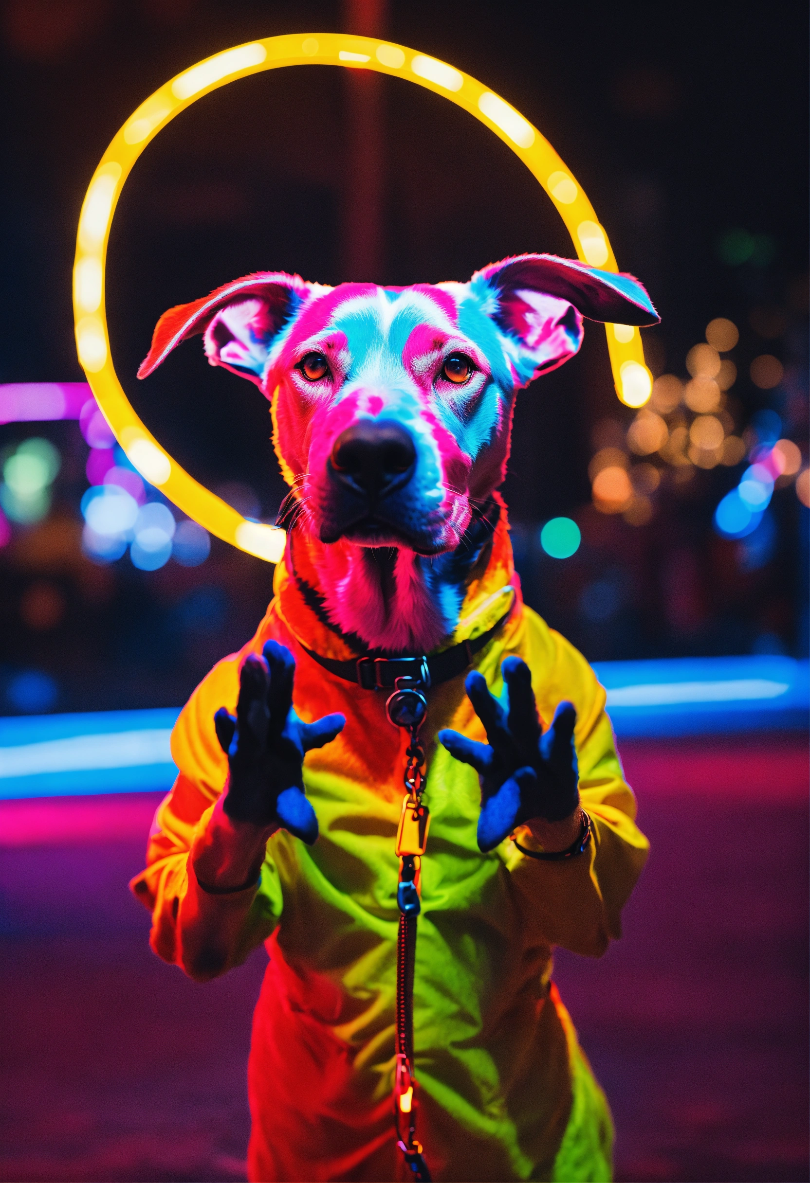 Lexica - Neon dog clapping