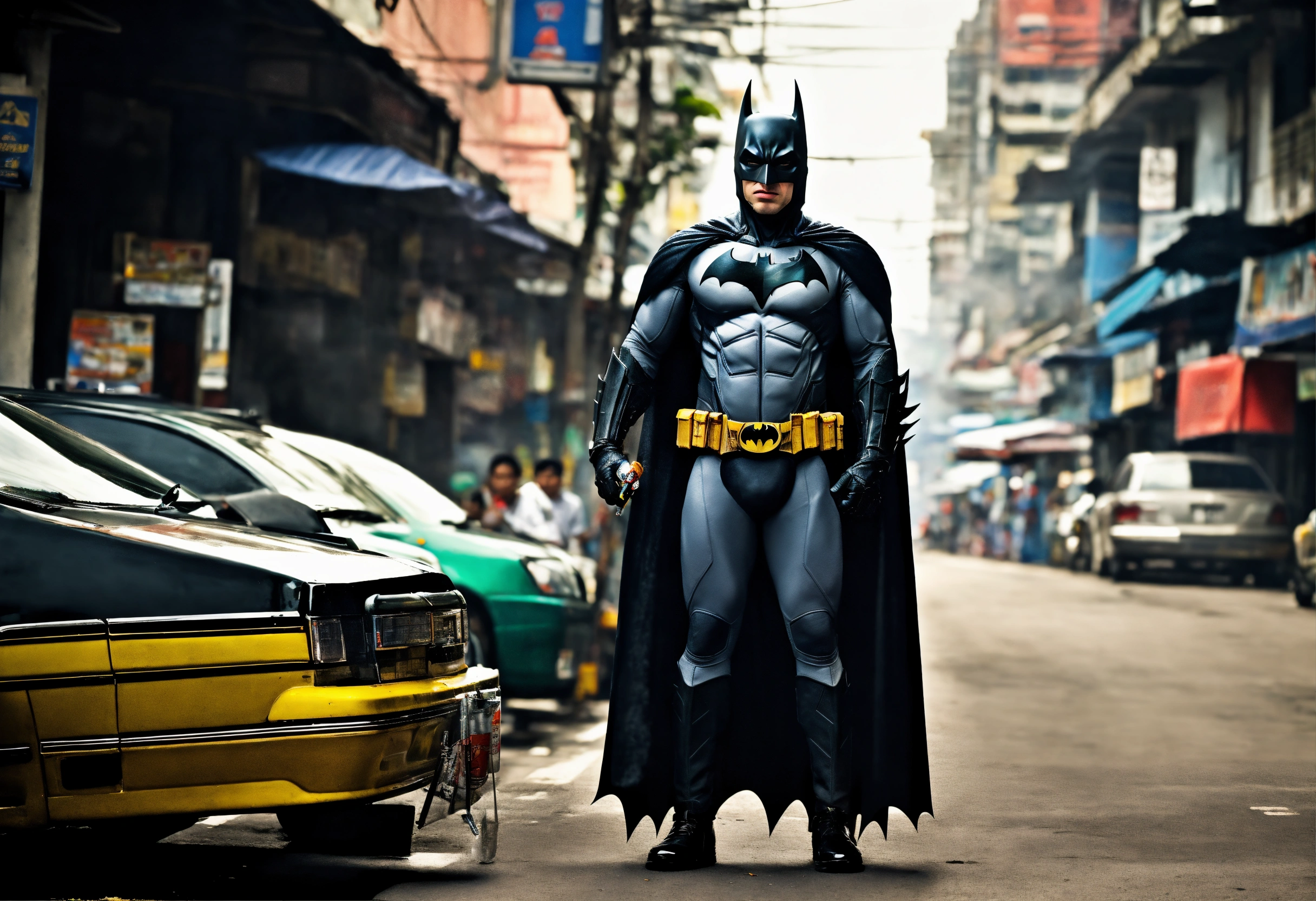 Lexica - Batman smoking cigarettron manila street