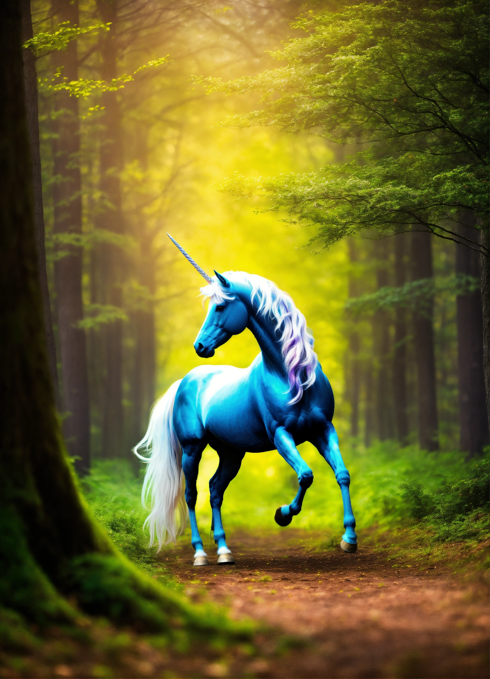 Lexica - Enchanting unicorn in a mystical forest.