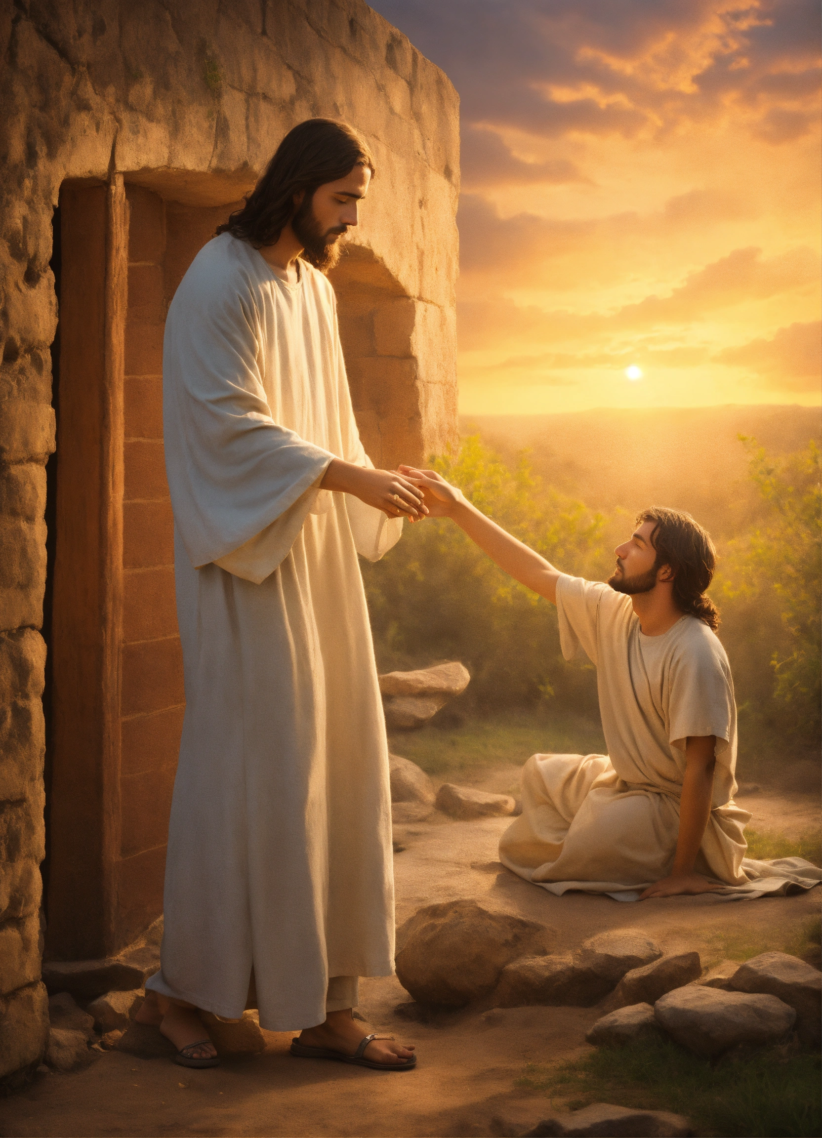 Lexica - Jesus give hand and help young man