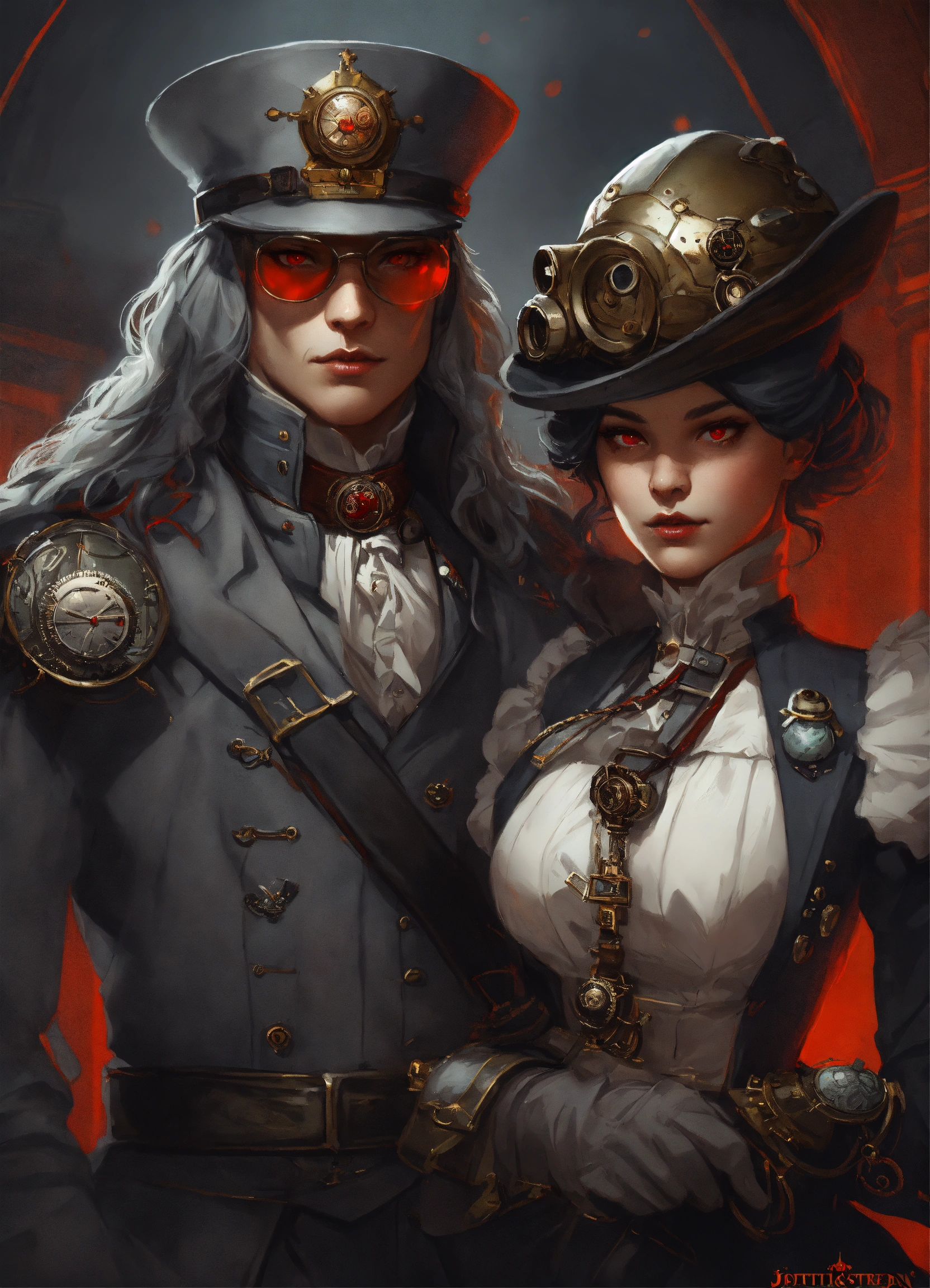 Lexica - A detailed portrait of male and female solid grey color grey ...