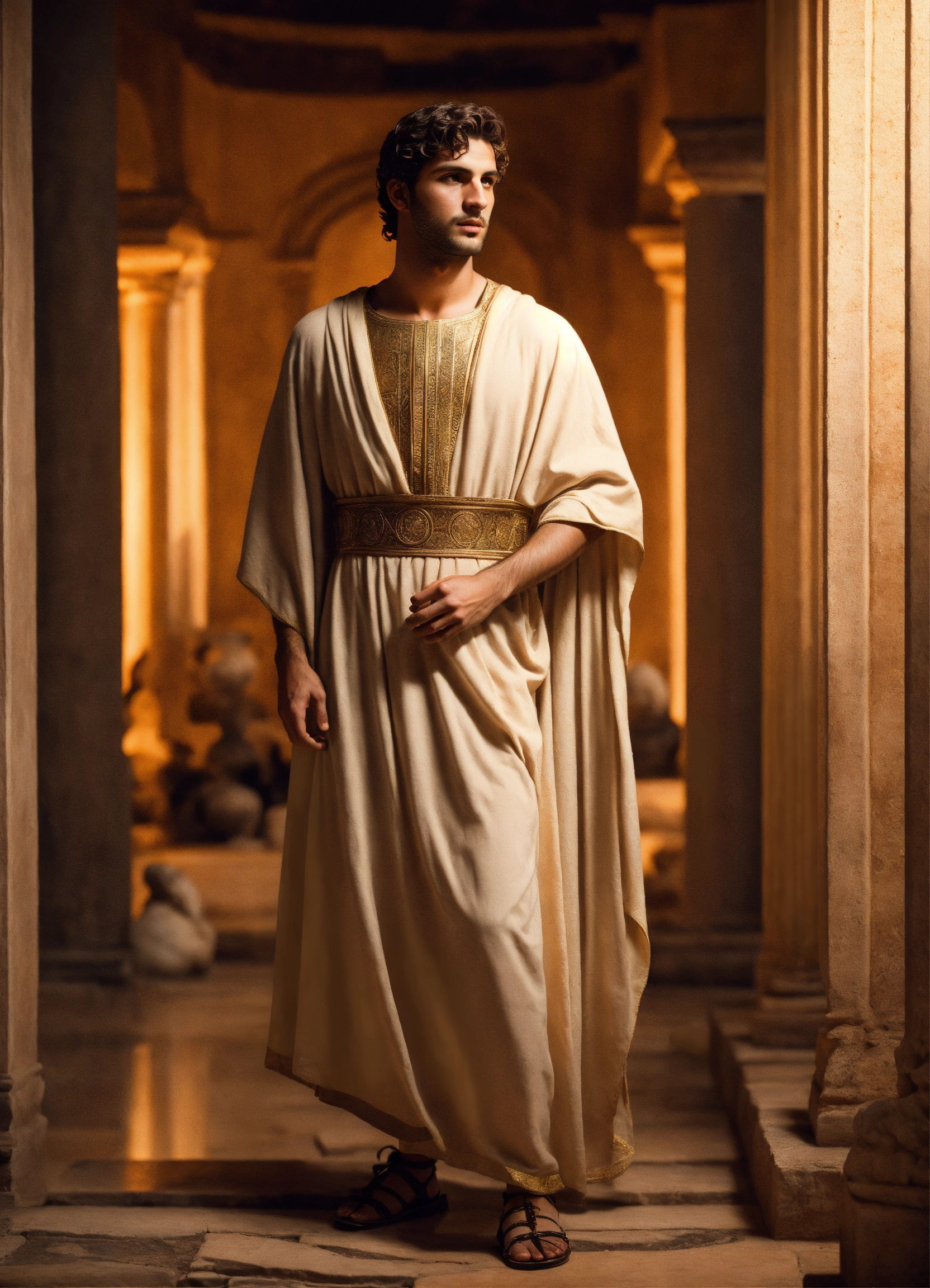 Lexica - A young rich handsome roman man wearing a light-colored tunic ...