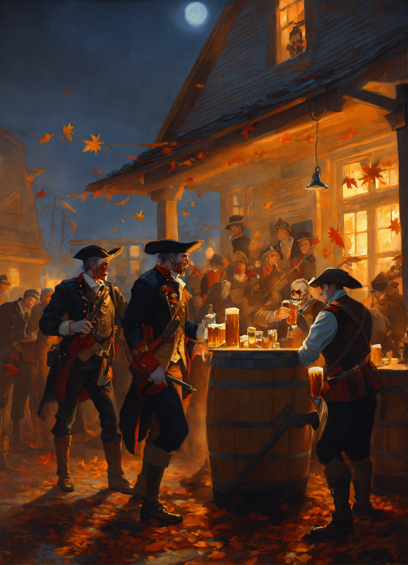 Lexica - Painting of a brewery, with beer, at a halloween party with ...