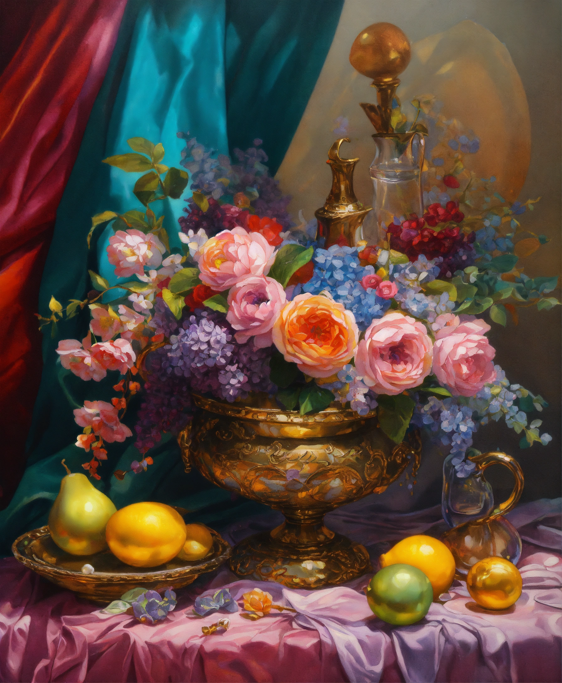 Lexica - Colorful still life painting oil and water complex complicated ...