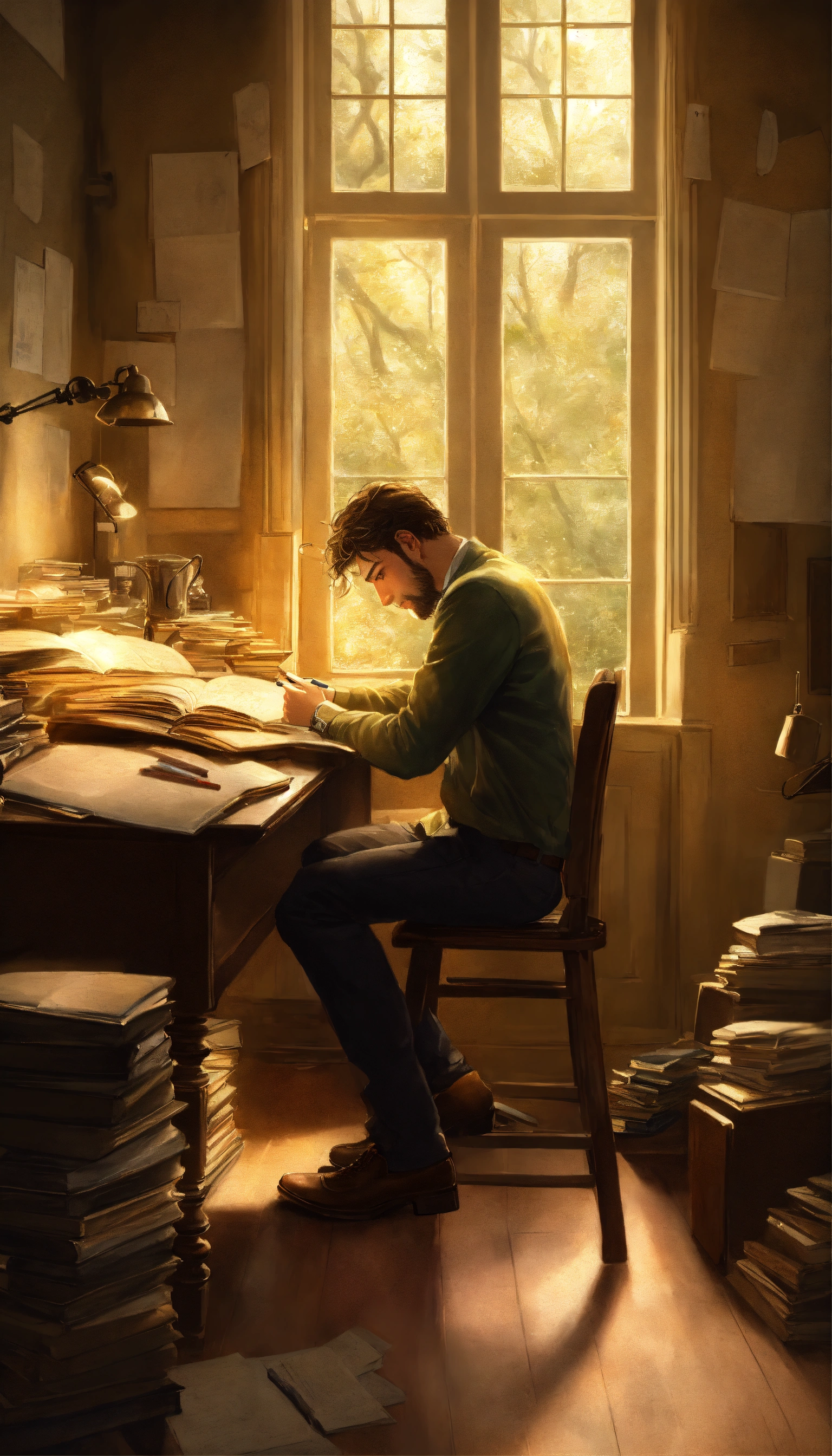 Lexica - A frustrated male writer with depression, beautiful ...