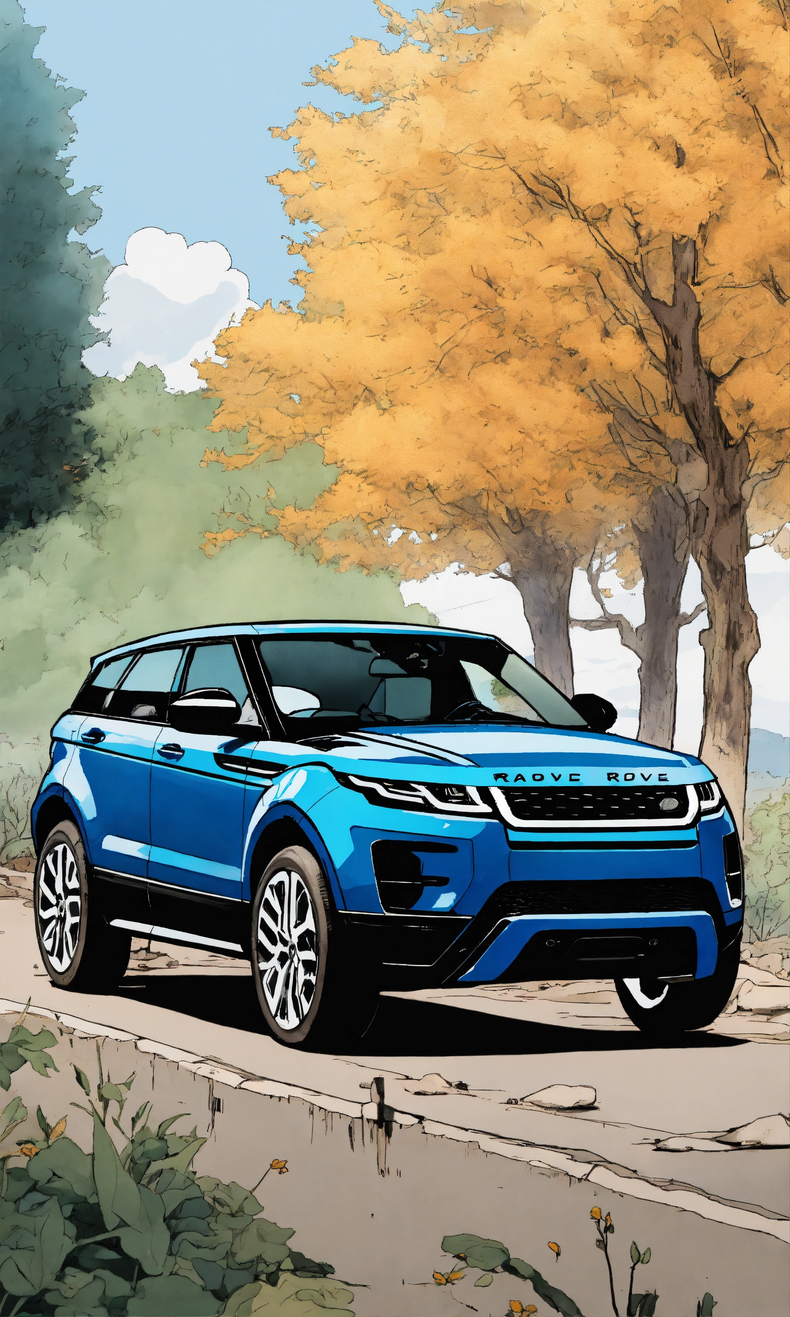 Lexica - Detailed pen and ink illustration of Range Rover Evoque 2022 ...