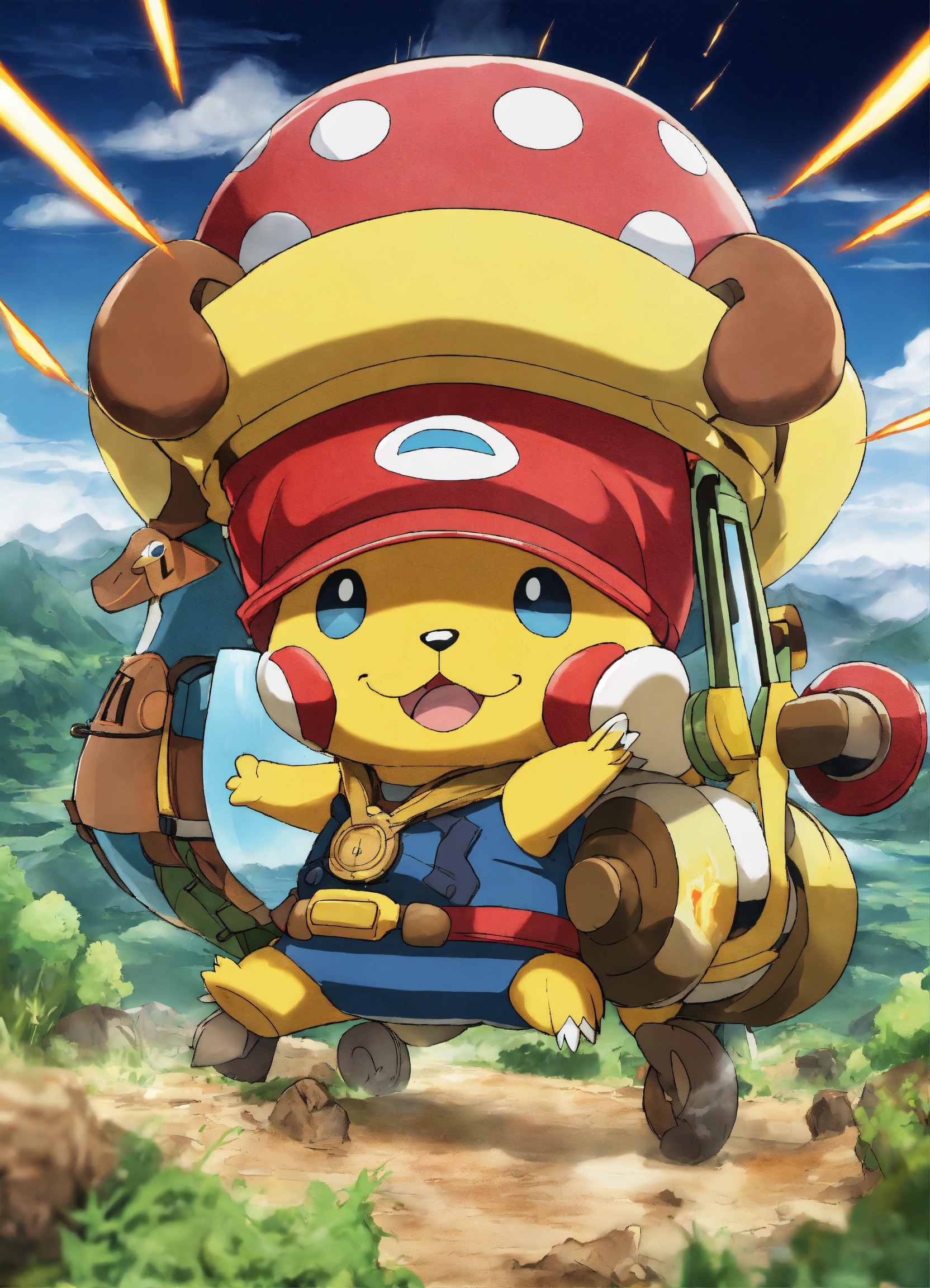 Lexica - POKEMON LIKE CHOPPER ONE PIECE ,RANING BACK GROUND WITH ...