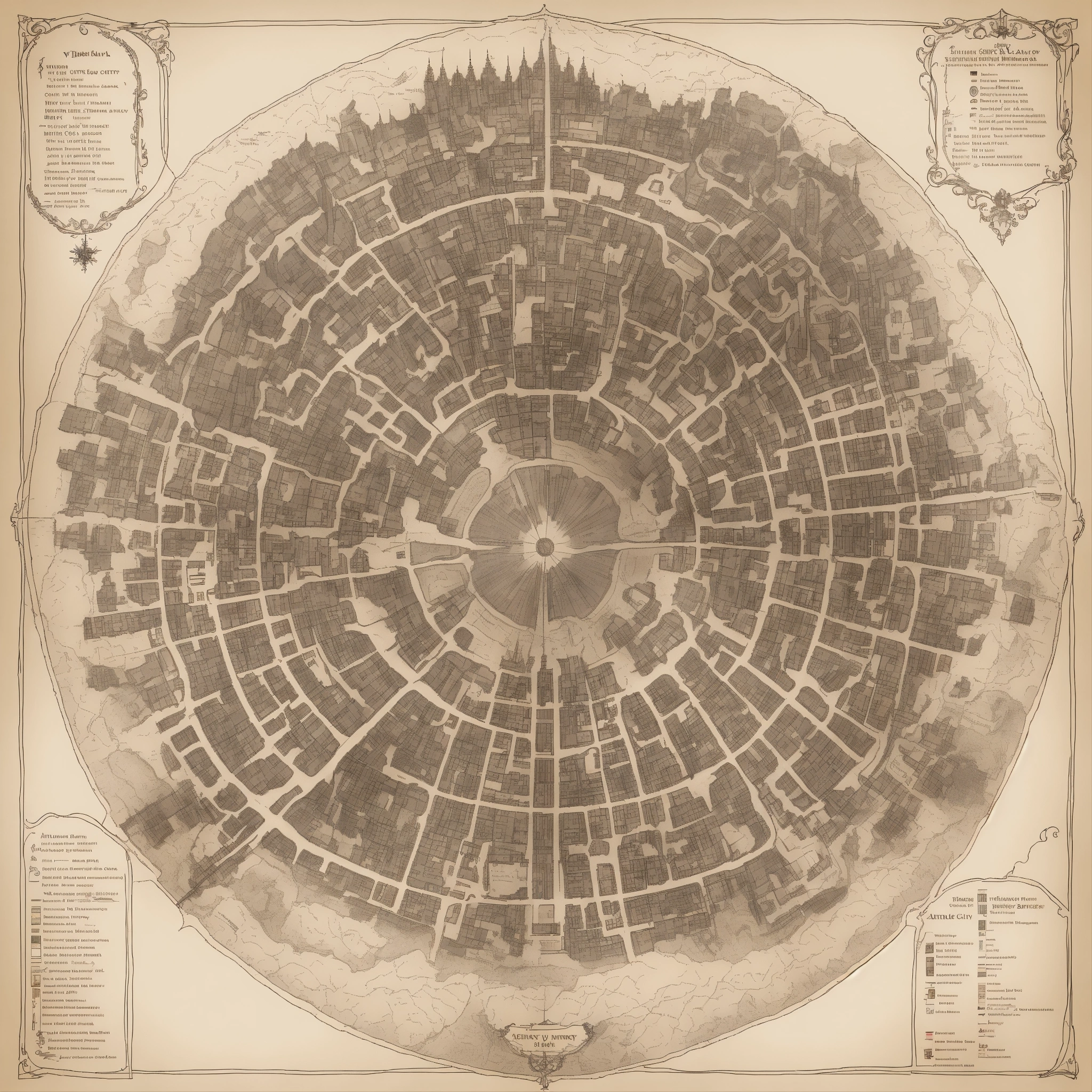 Lexica - Inked map of a massive fantasy city with a big dome in the ...