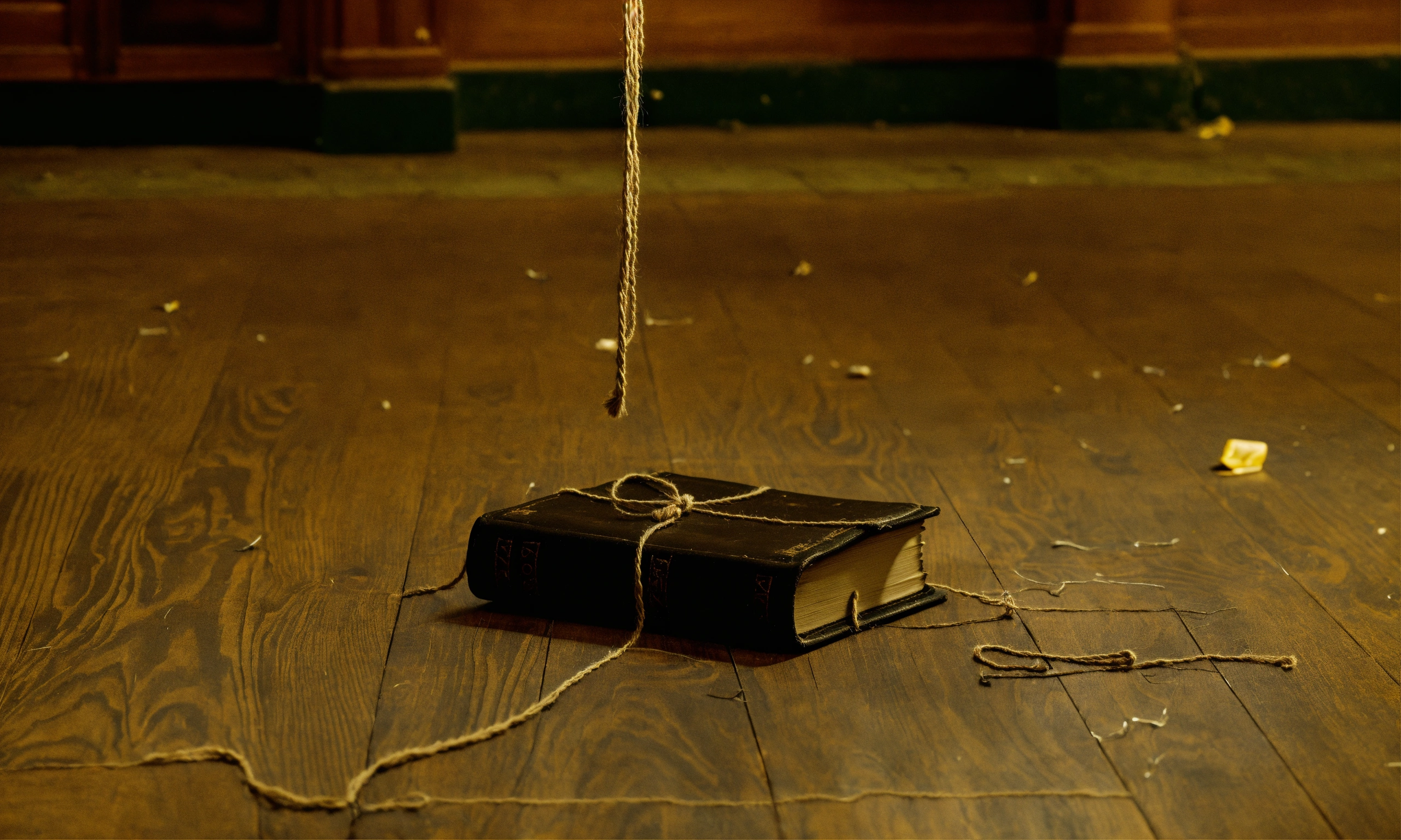 Lexica - Old bible tied with string thrown on the floor