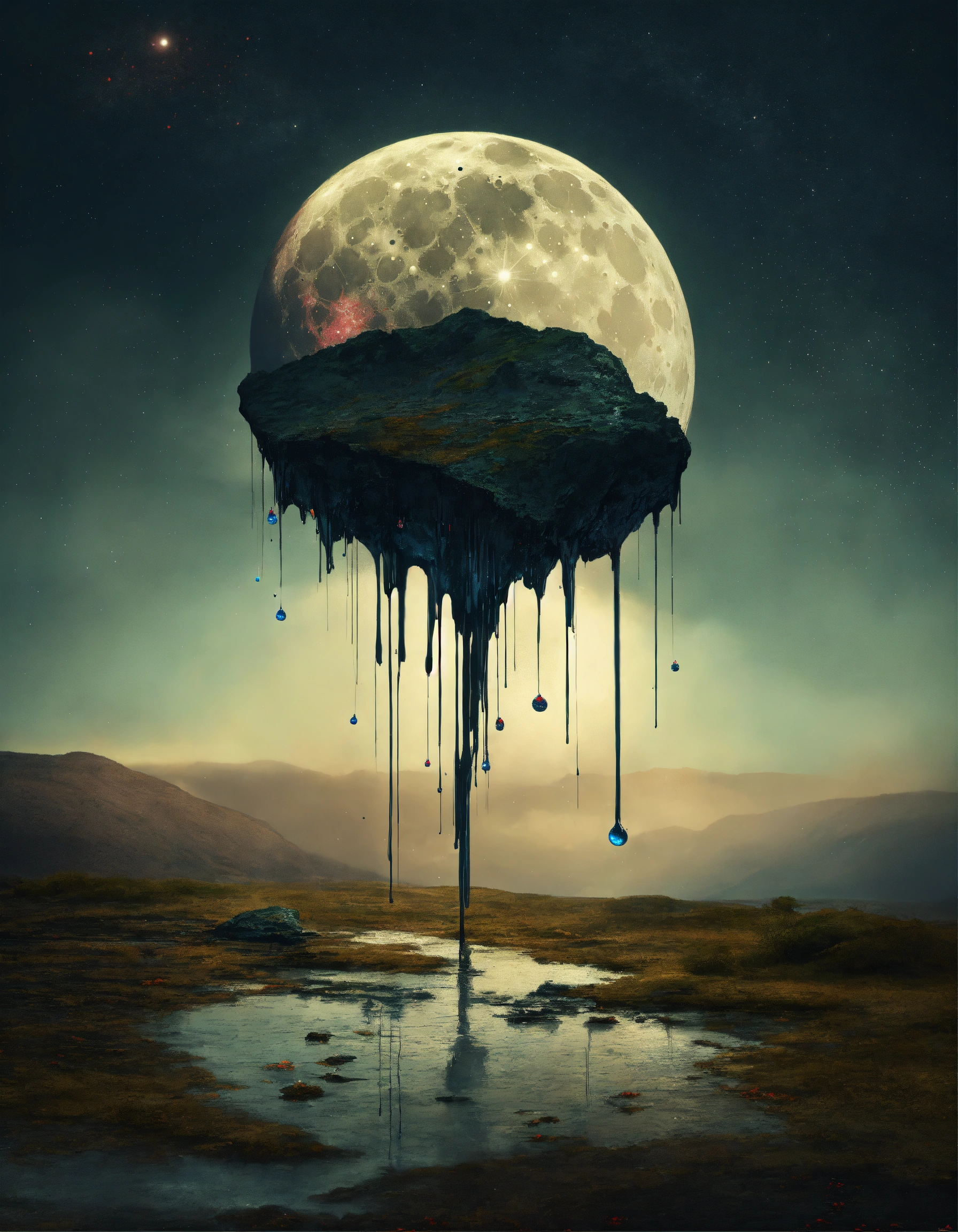 Lexica - Surreal Art. Moon is dripping.