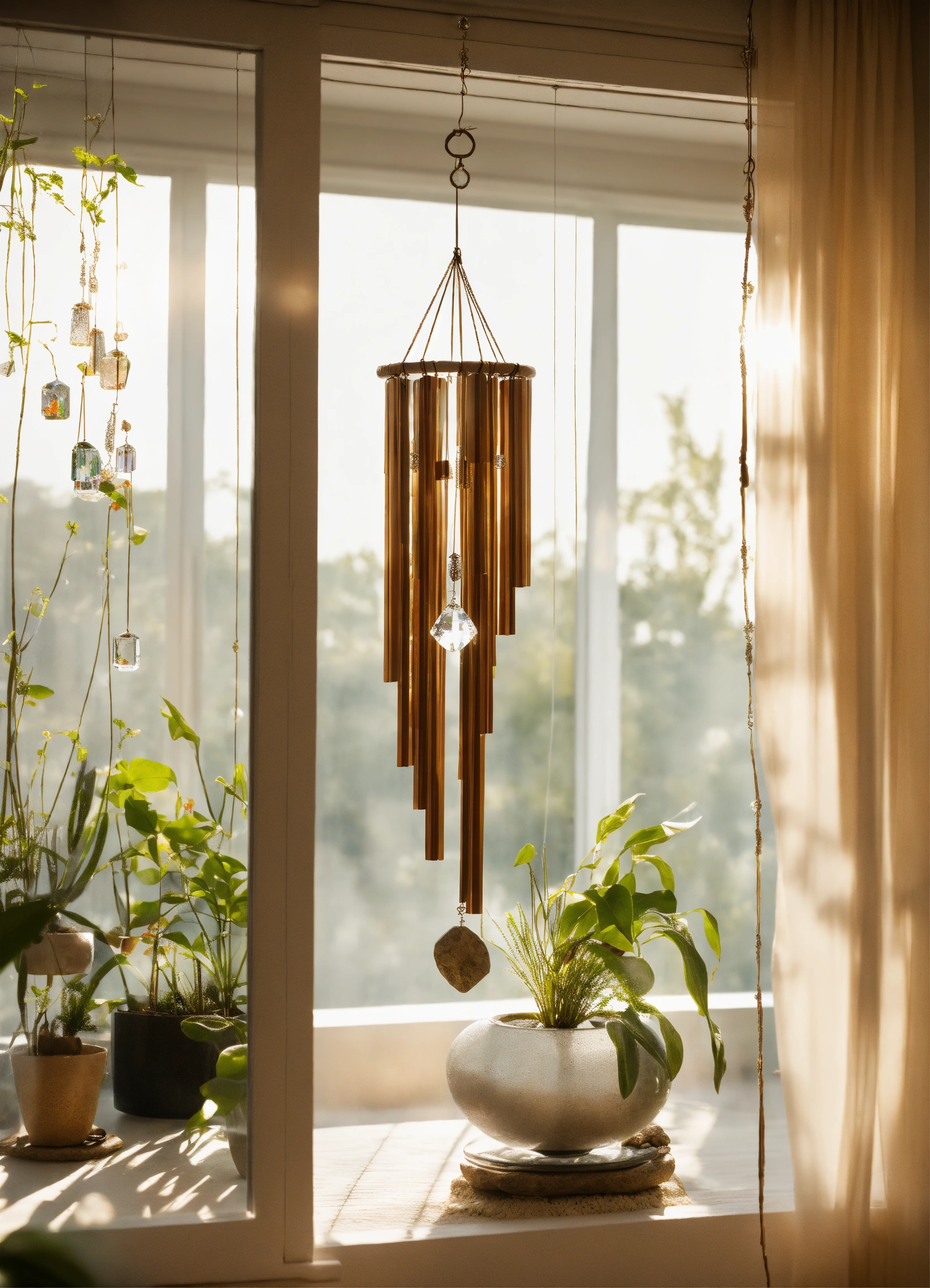 Lexica - Wind chimes close up, living room, window, cozy room, wind ...