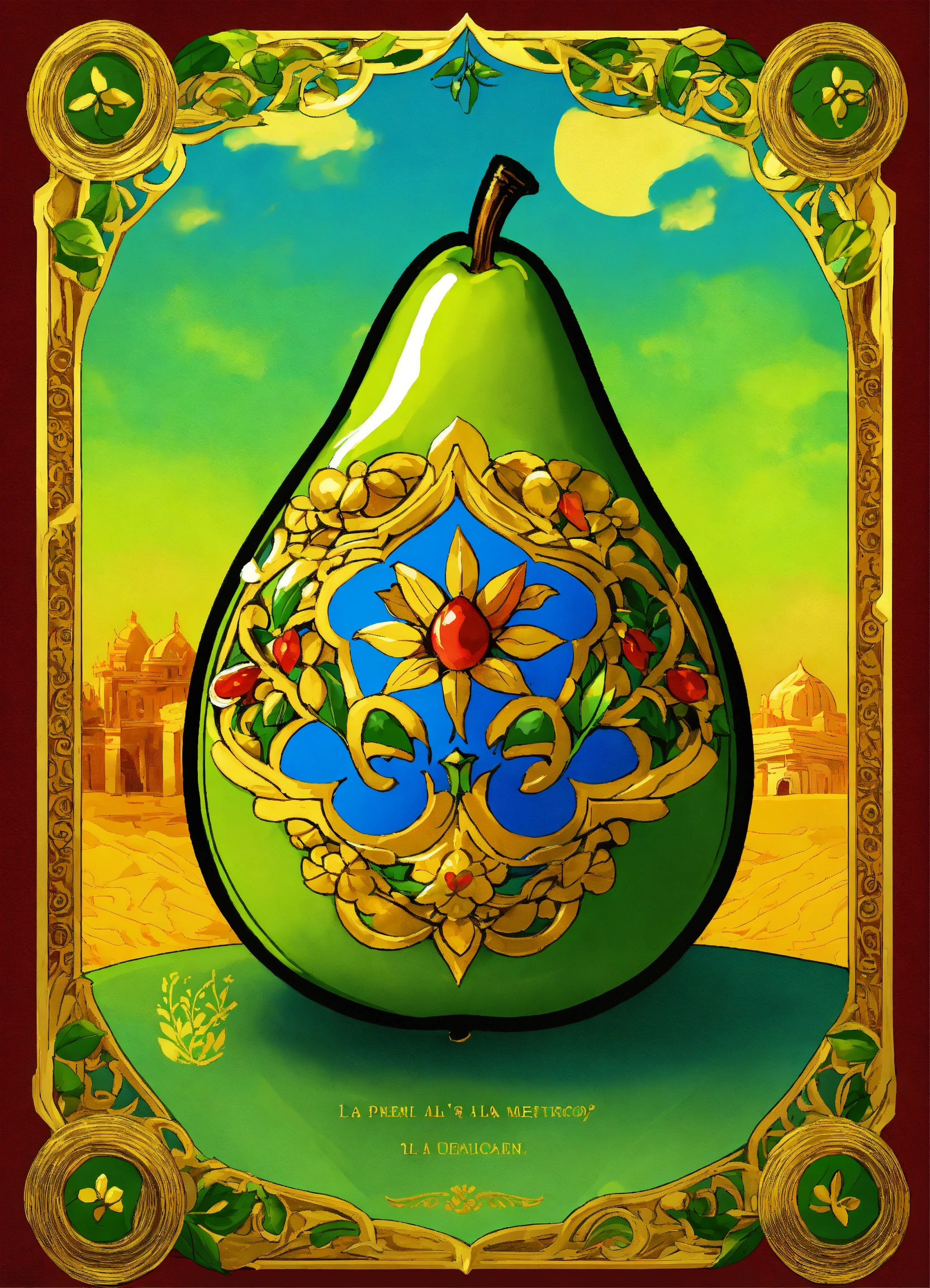 Lexica - A green pear, based on the card "la pera" of the mexican ...