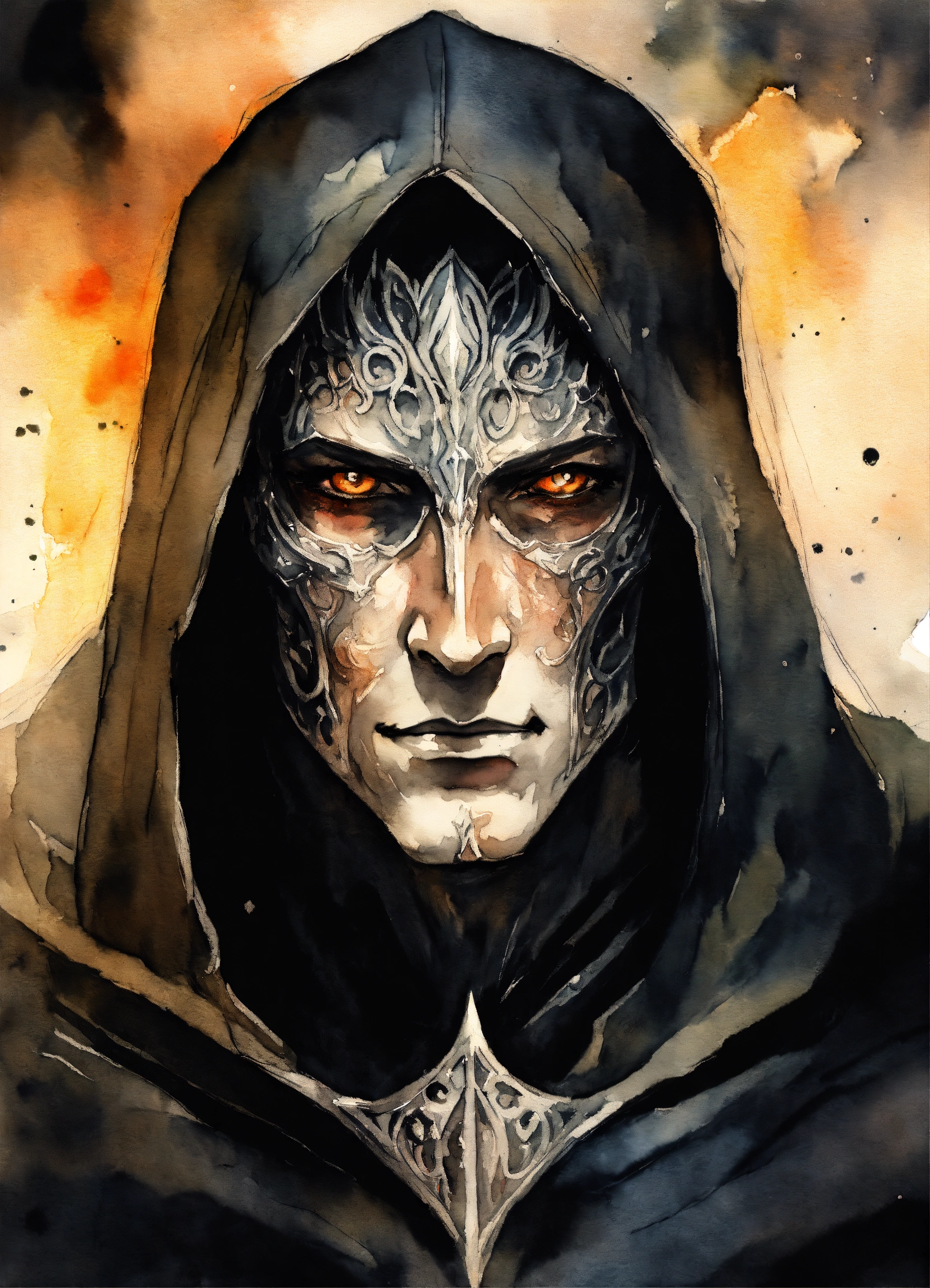 Lexica - Sauron human face from LOTR with black cloak in vagabond manga ...