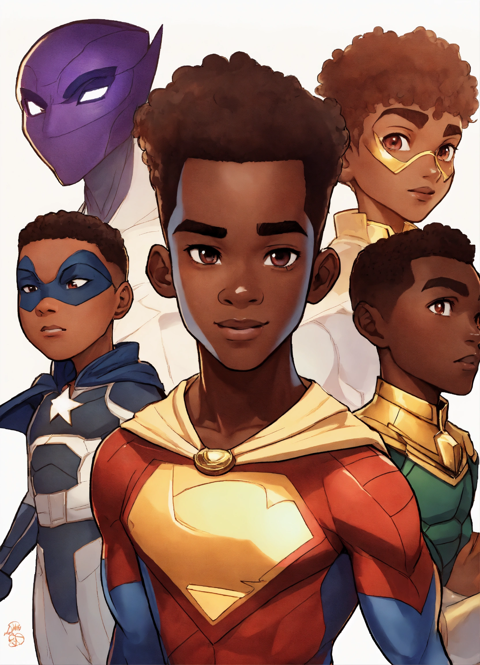 Lexica - Make me Cartoon little African American dark skinned boys in ...