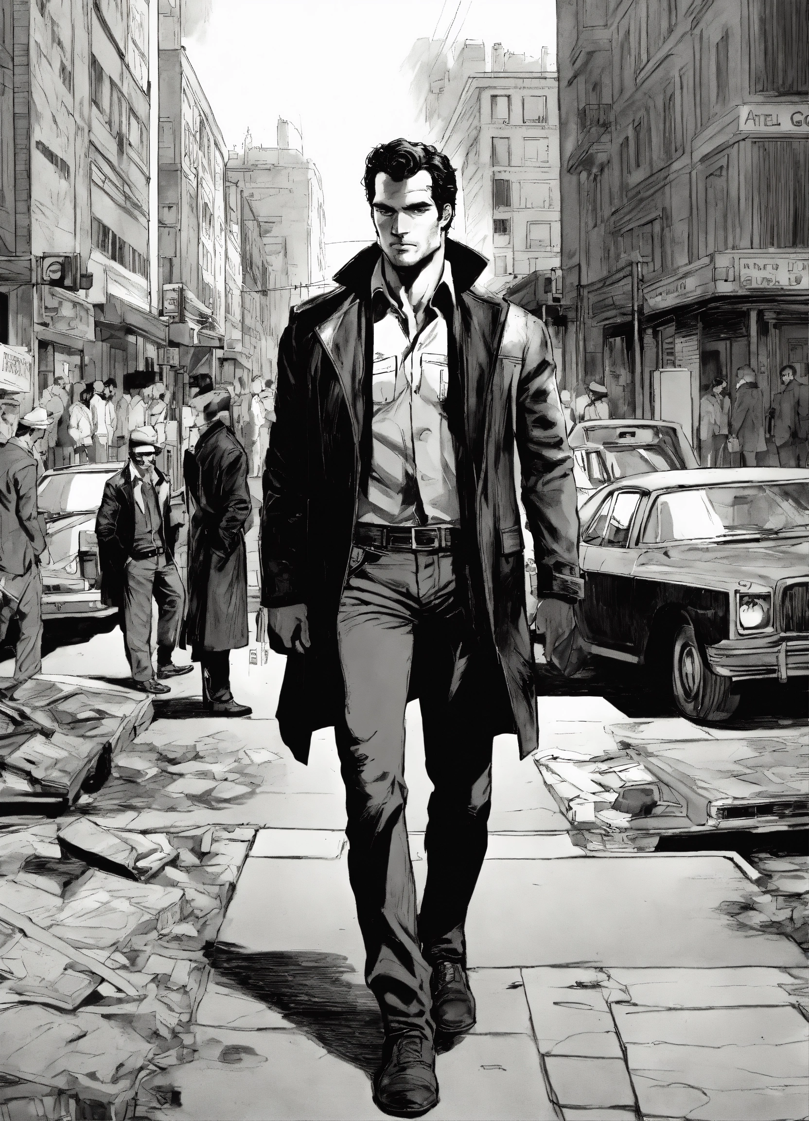 Lexica - Black & White gritty and grainy Illustration Jacques Tardi or ...