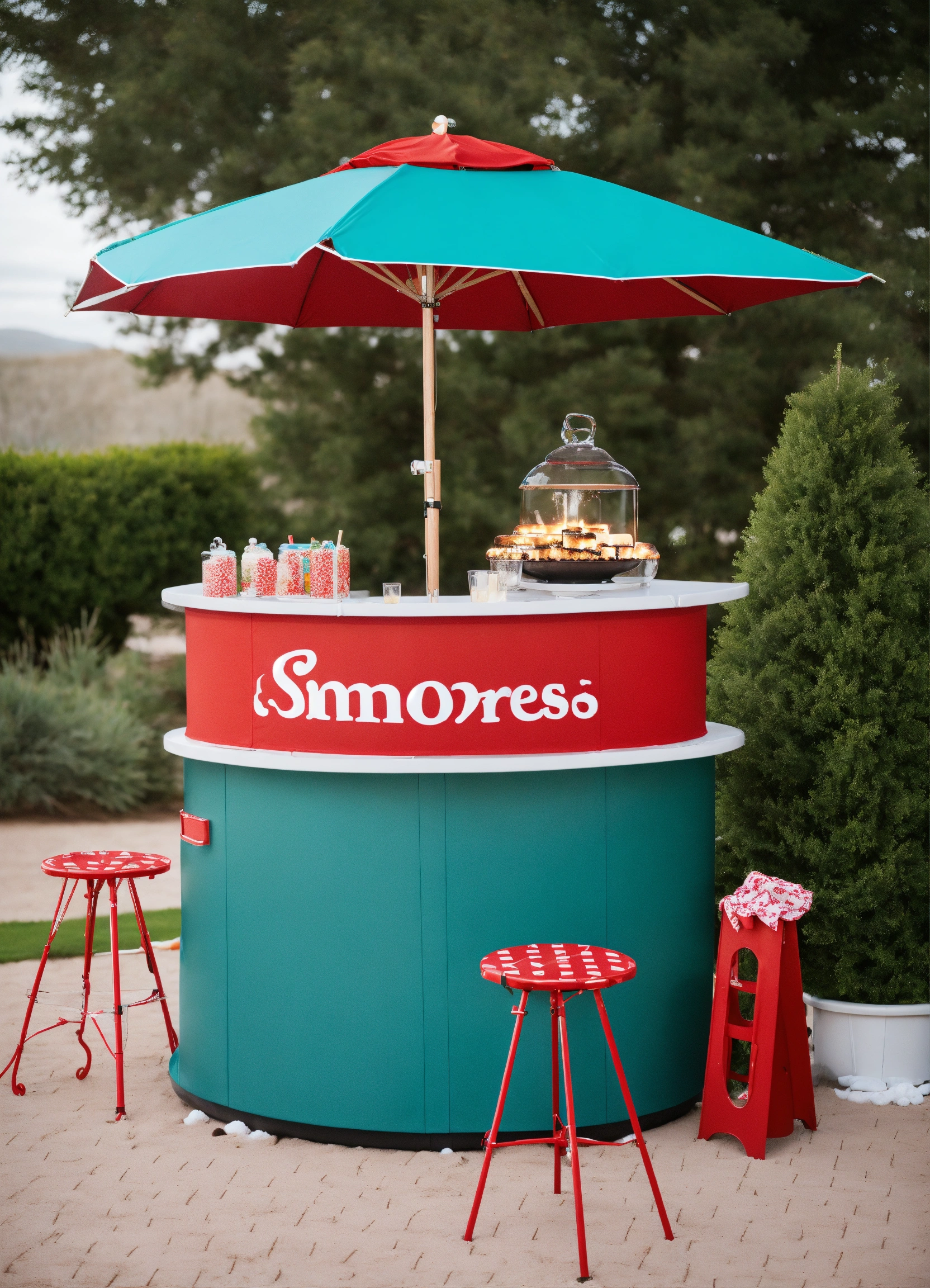 Lexica - Elegant teal ice igloo booth to sell smores outdoor with a red ...
