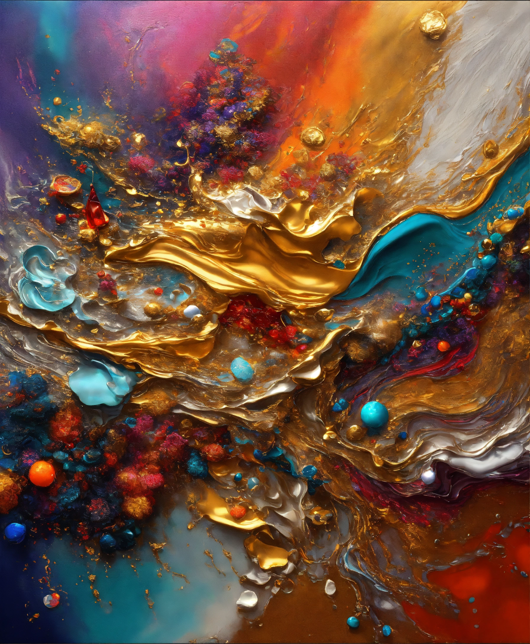 Lexica - Colorful abstract painting oil and water complex complicated ...