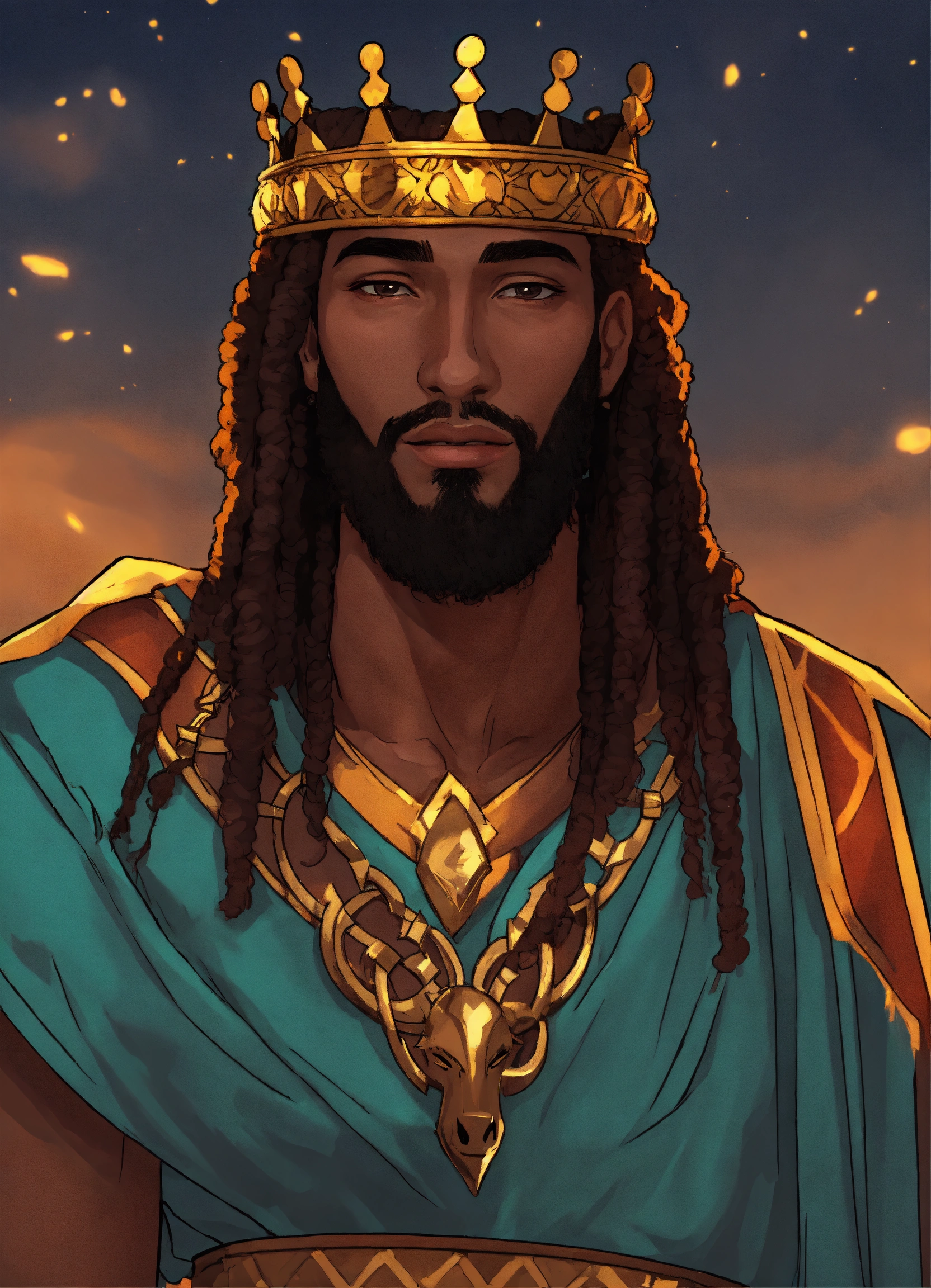 Lexica - 25 year old King Asa from the bible, 2d cartoon, face closeup