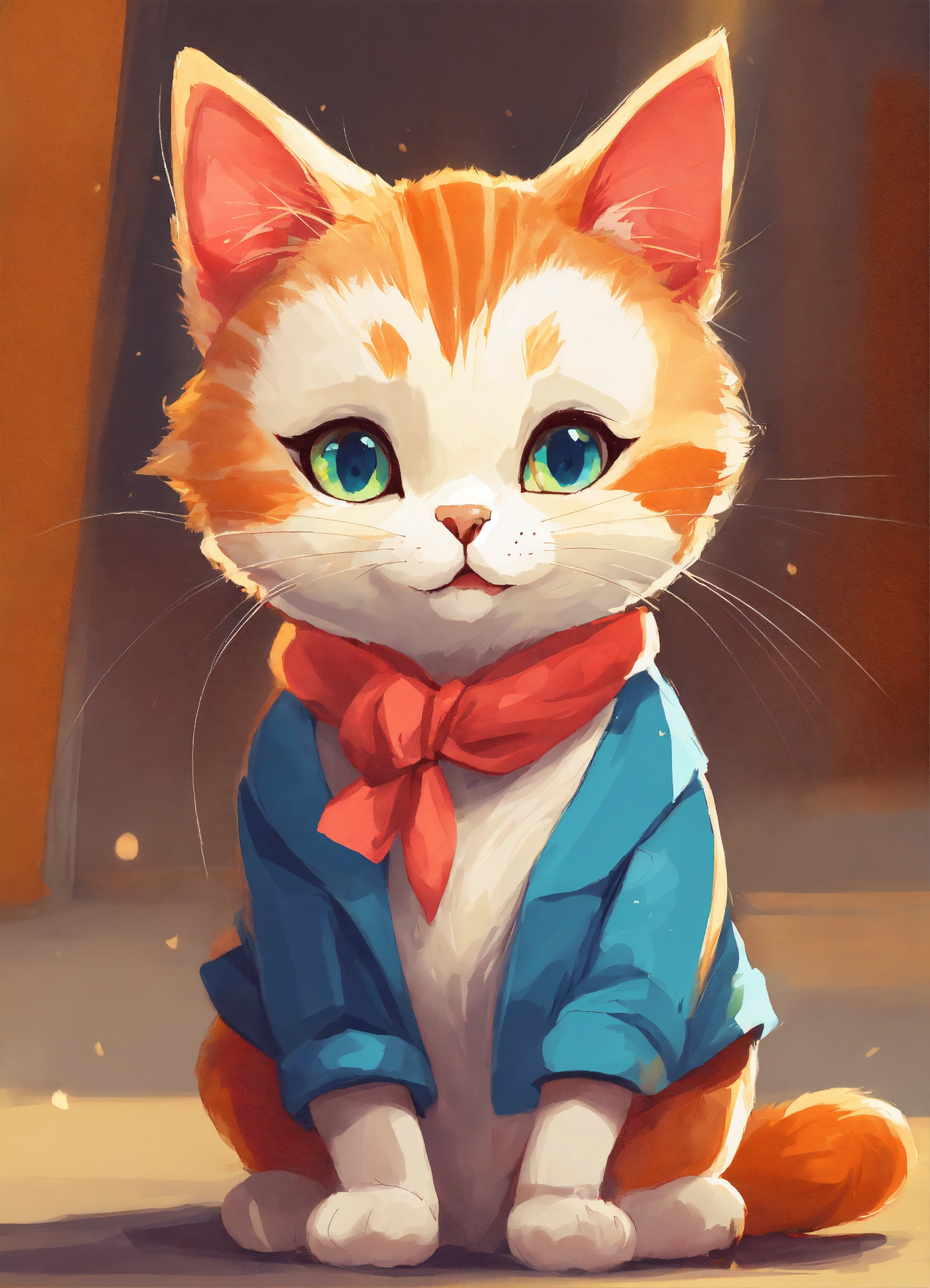Lexica - Cat character, kind, memorable, bright, cute. cartoon drawing