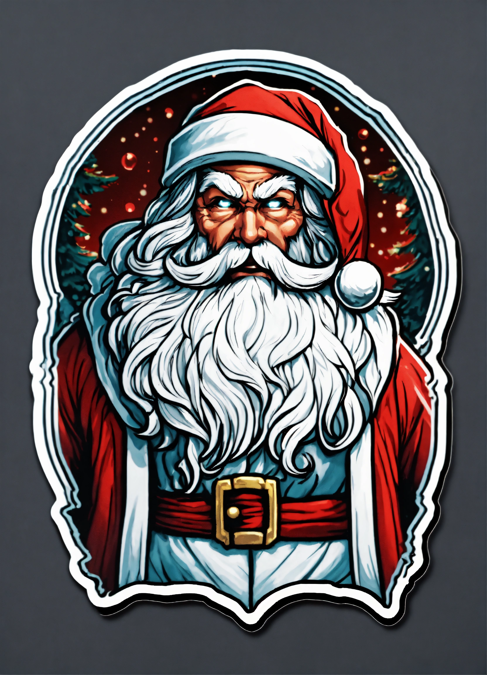 Lexica - WHITE STICKER, SCARY OMINOUS SANTA CLAUS design on a white ...