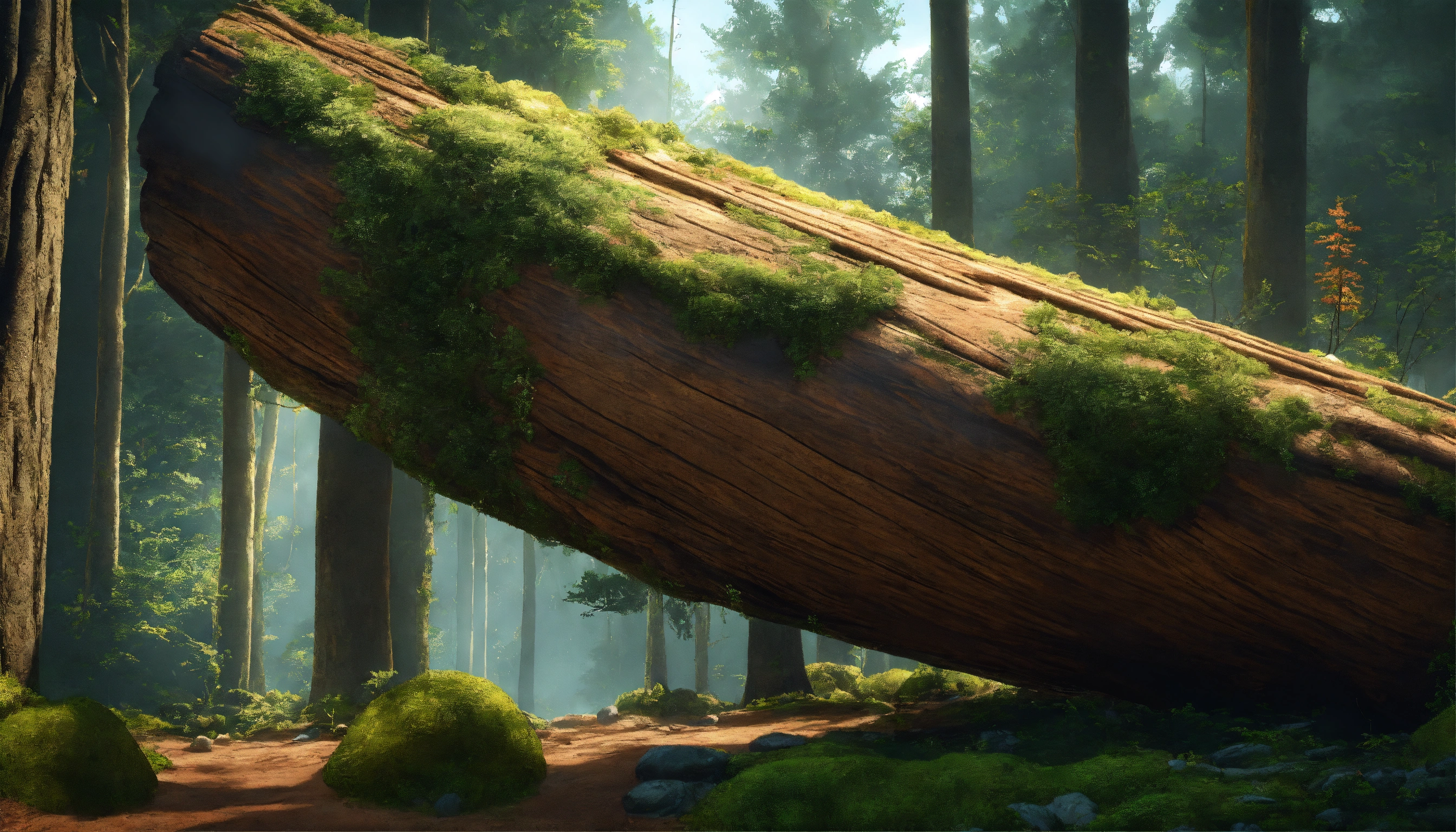 Lexica - Long Tree trunk in the style soft render AI Art, nestled ...