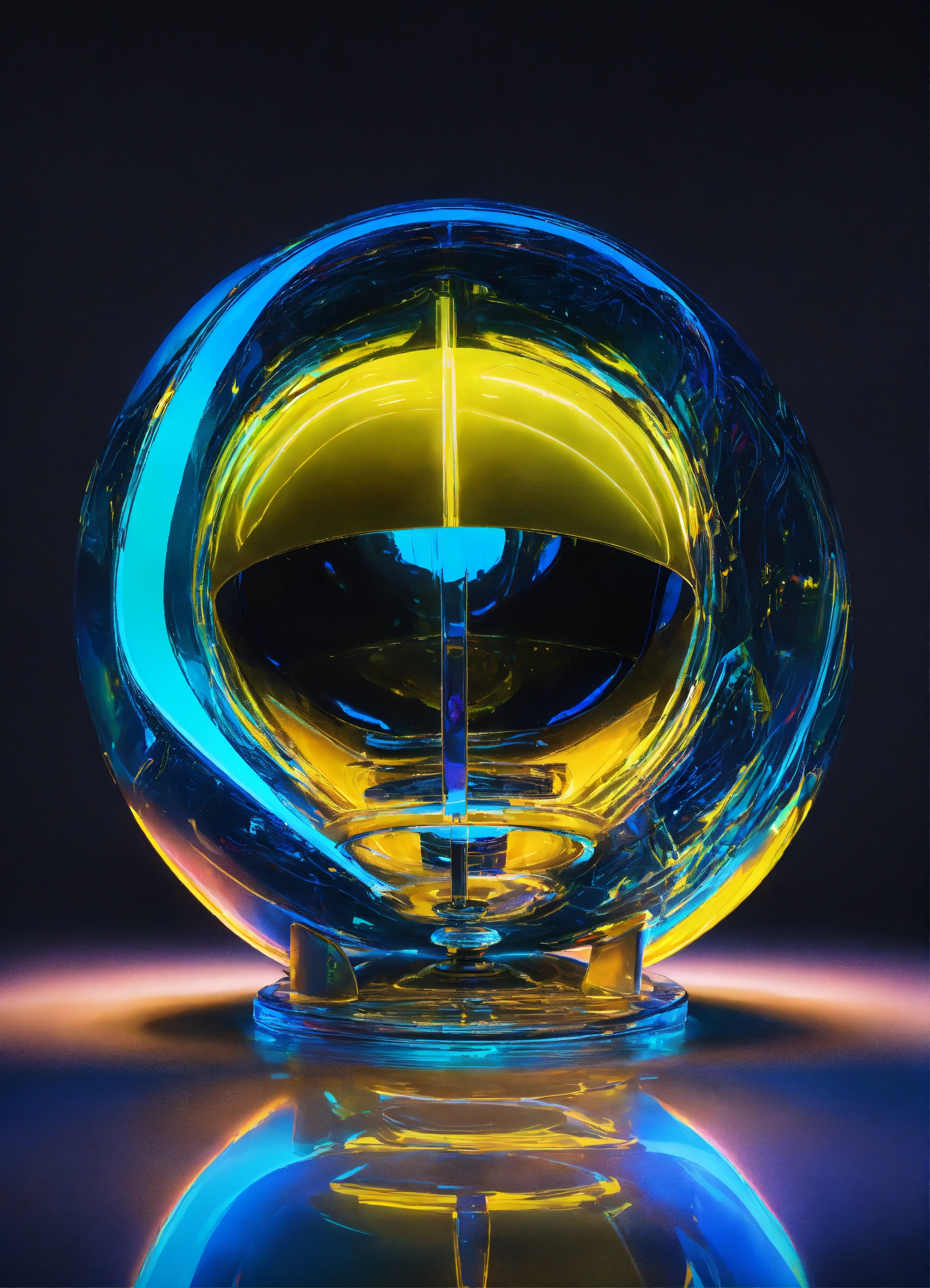Lexica - Glassy surface, blue and yellow color theme, surreal ...