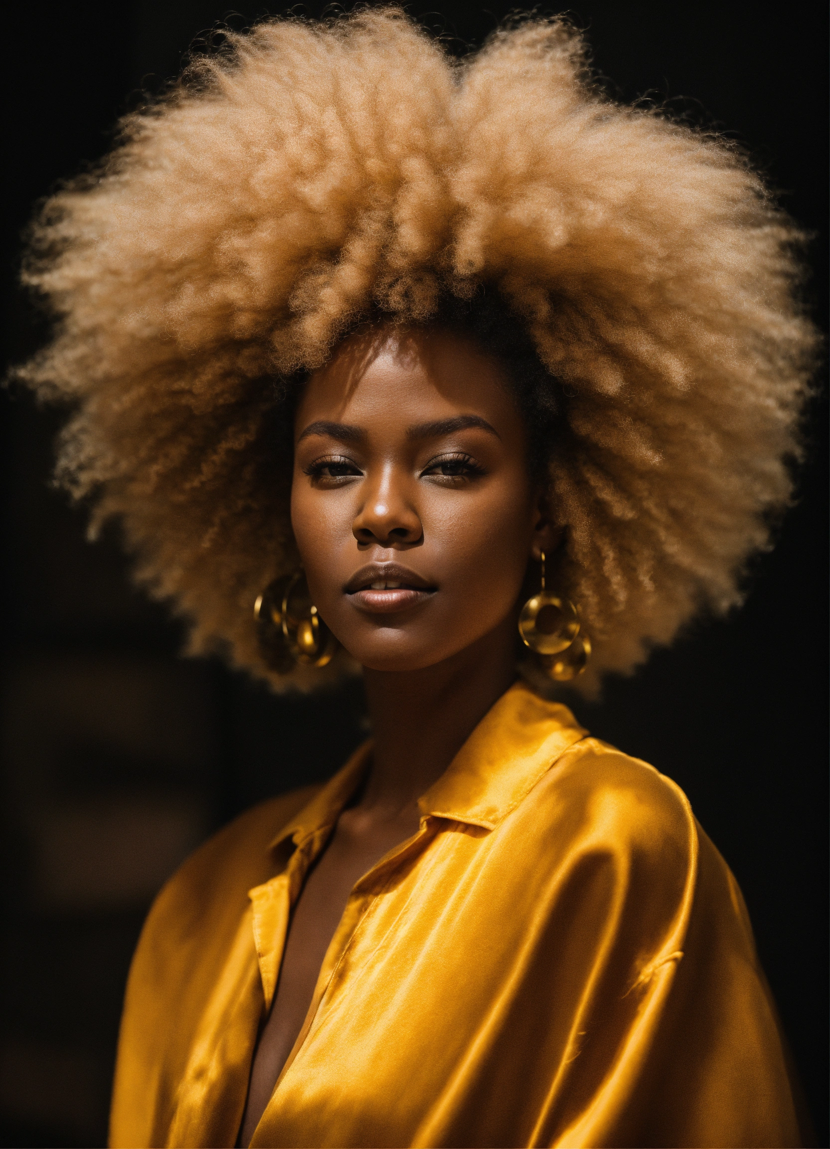 Lexica - Black woman, perfectly round blond afro that is shining like ...