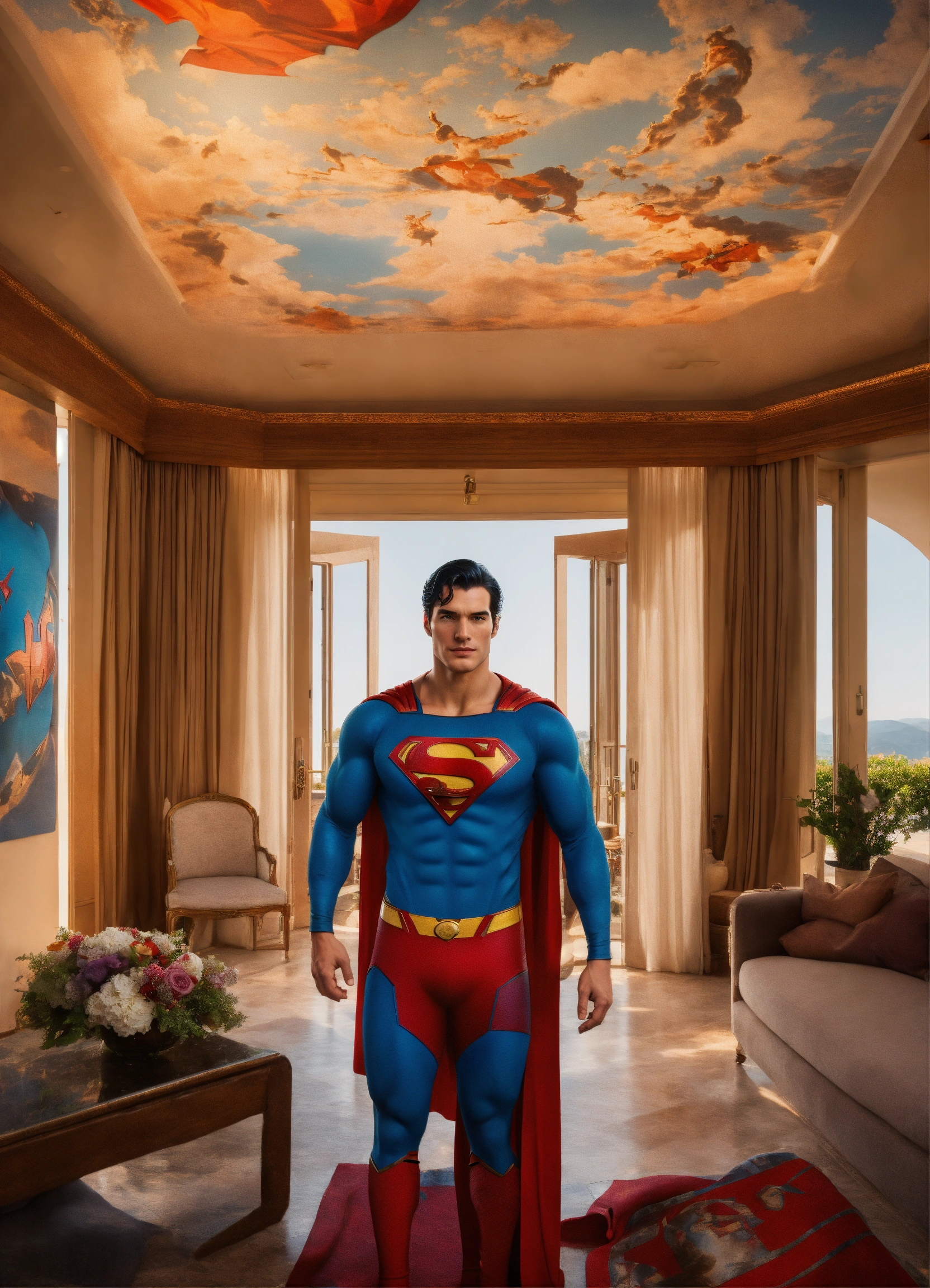 Lexica - Superman's big and dreamy villa,8k,super man in the villa
