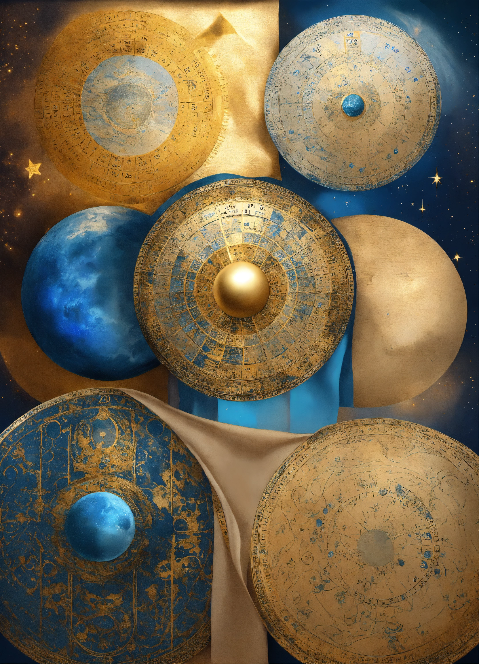 Lexica - A celestial calendar with 3 moons in the colors of silver ...