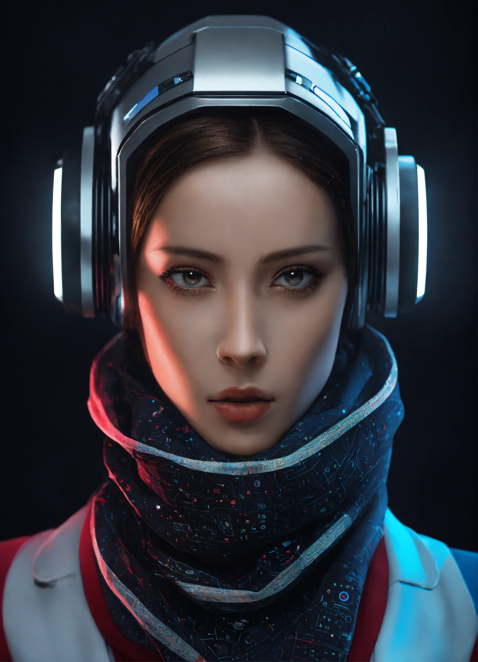 Lexica - A modest scientist ai robot women scarf expression more with a ...