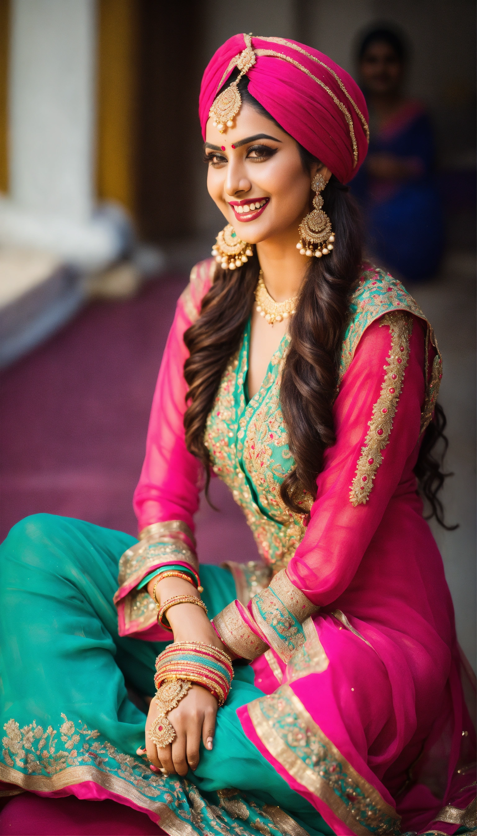 Lexica - Stunning sikh woman, performing bhangra, props in hand, turban ...