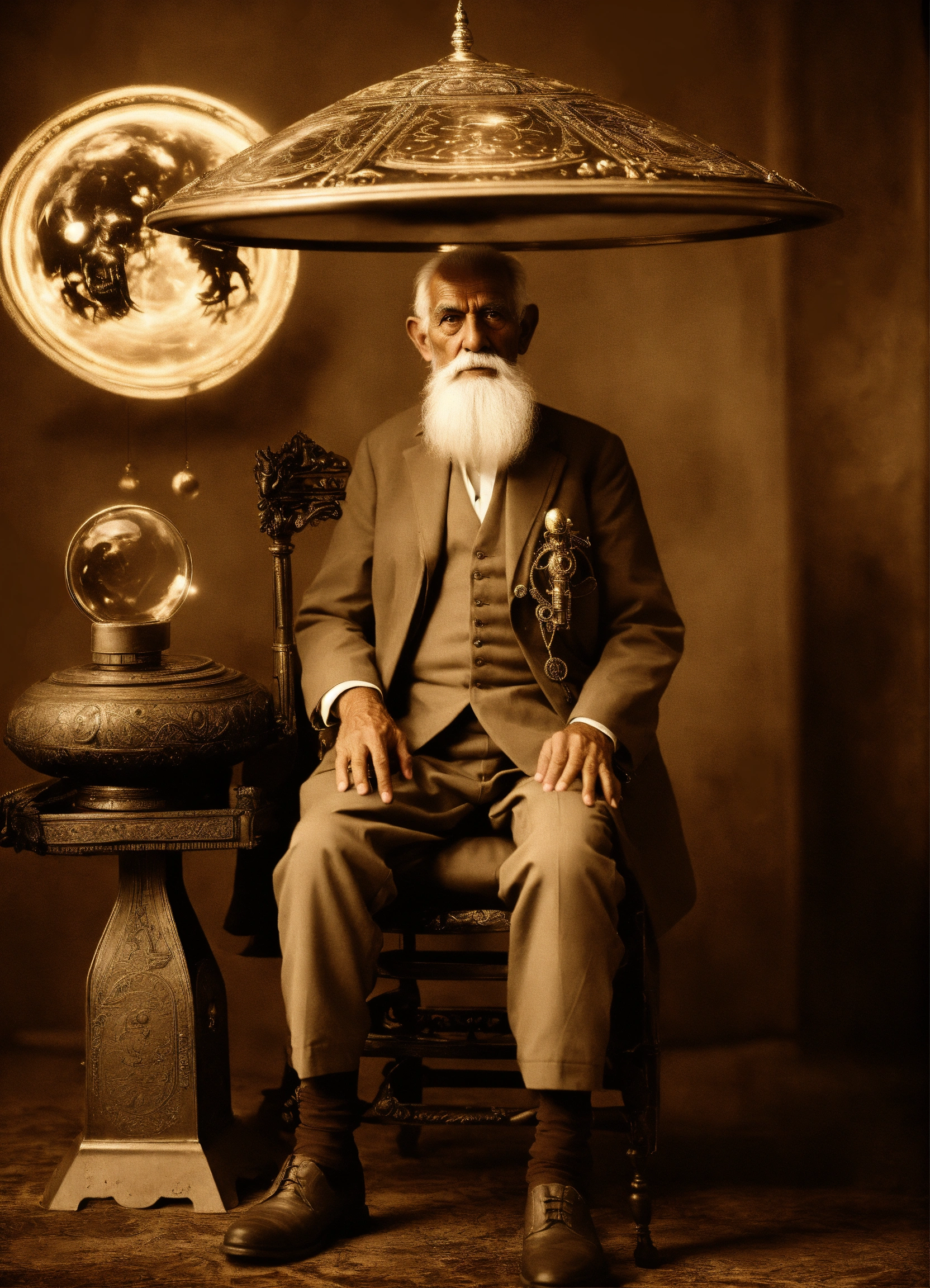 Lexica - Old man wearing hindu fakir , with a turbant , standing next ...