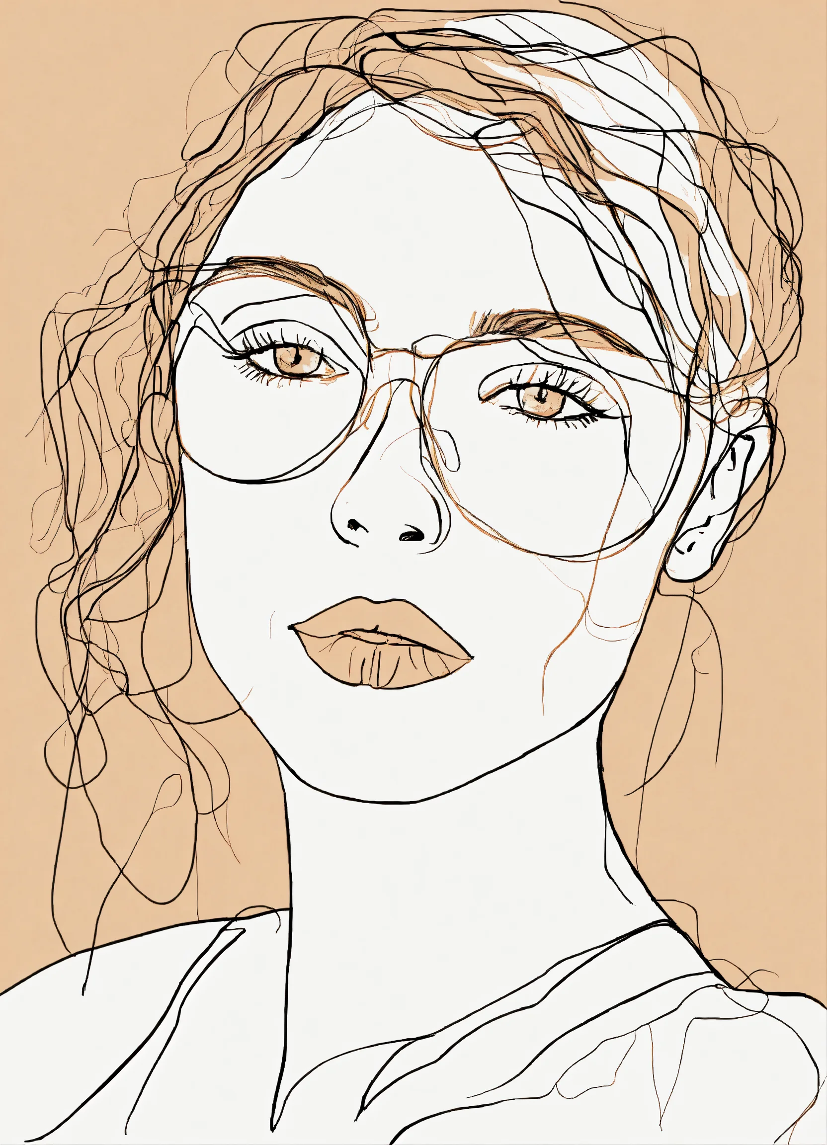 Lexica - Beautiful female portrait, one line drawing, bold sketch ...