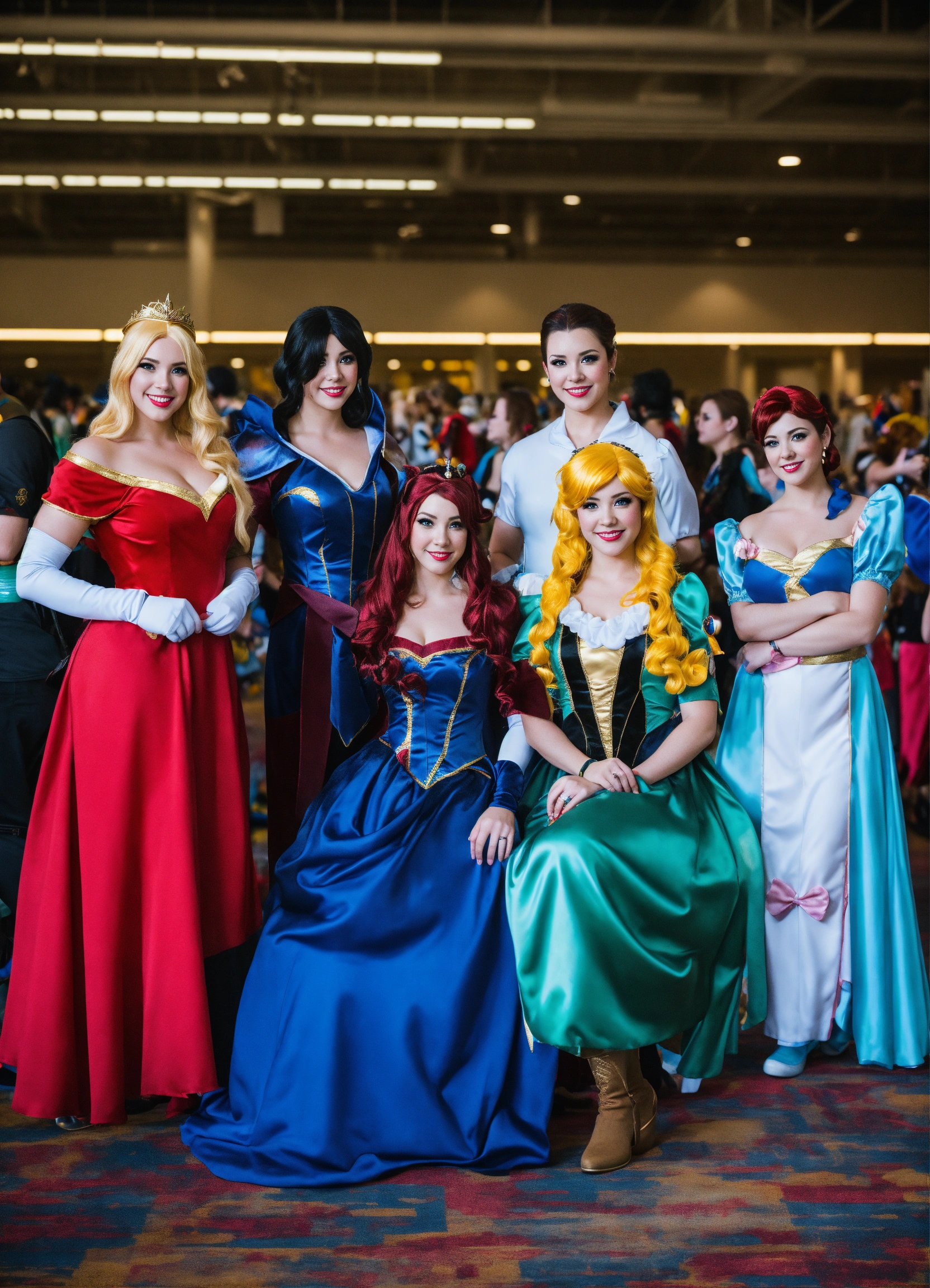 Lexica - Comic con group photo, disney princess cosplays, shot on Sony ...