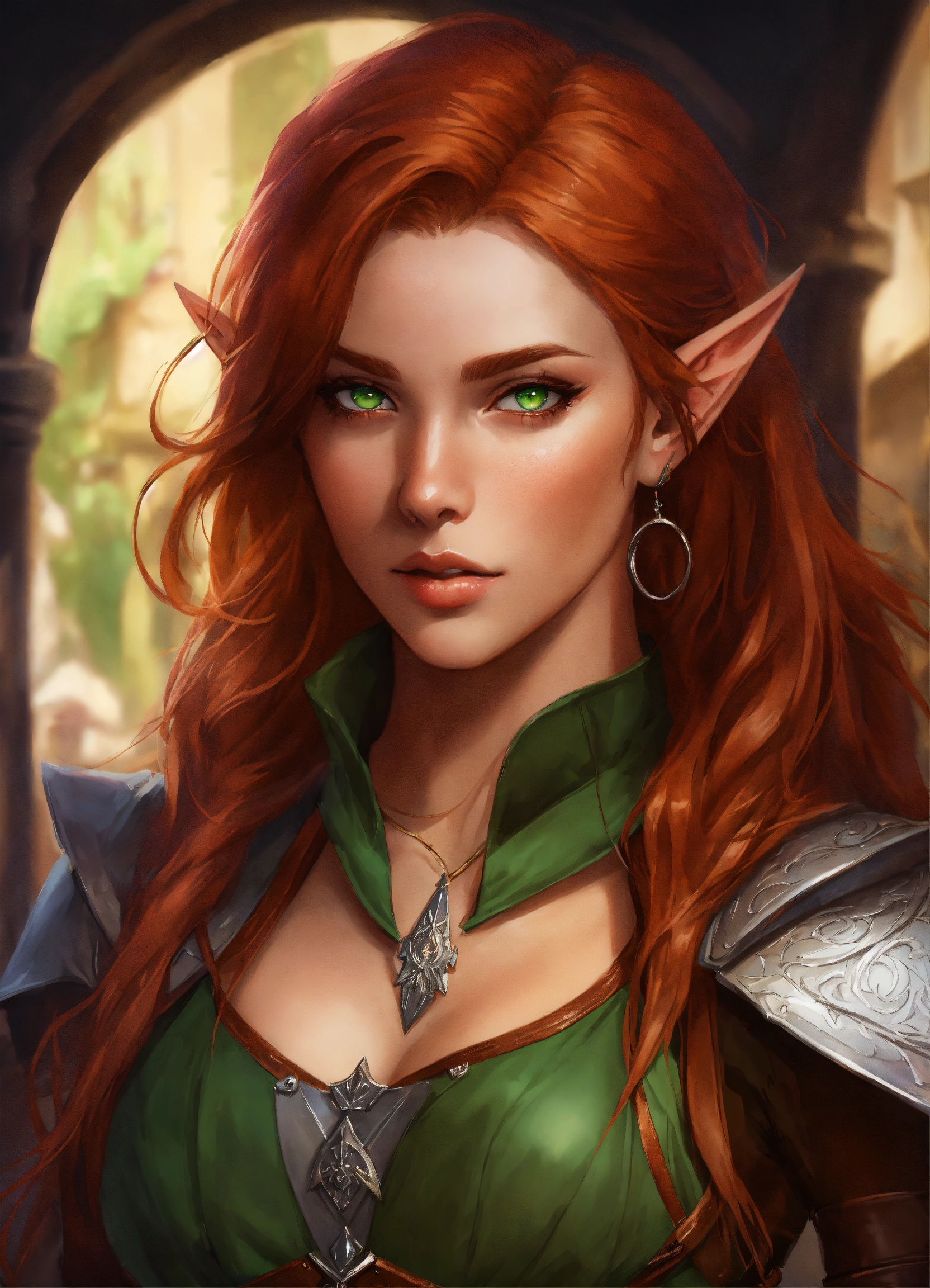 Lexica - Portrait of a beautiful red haired elf rogue, long hair ...