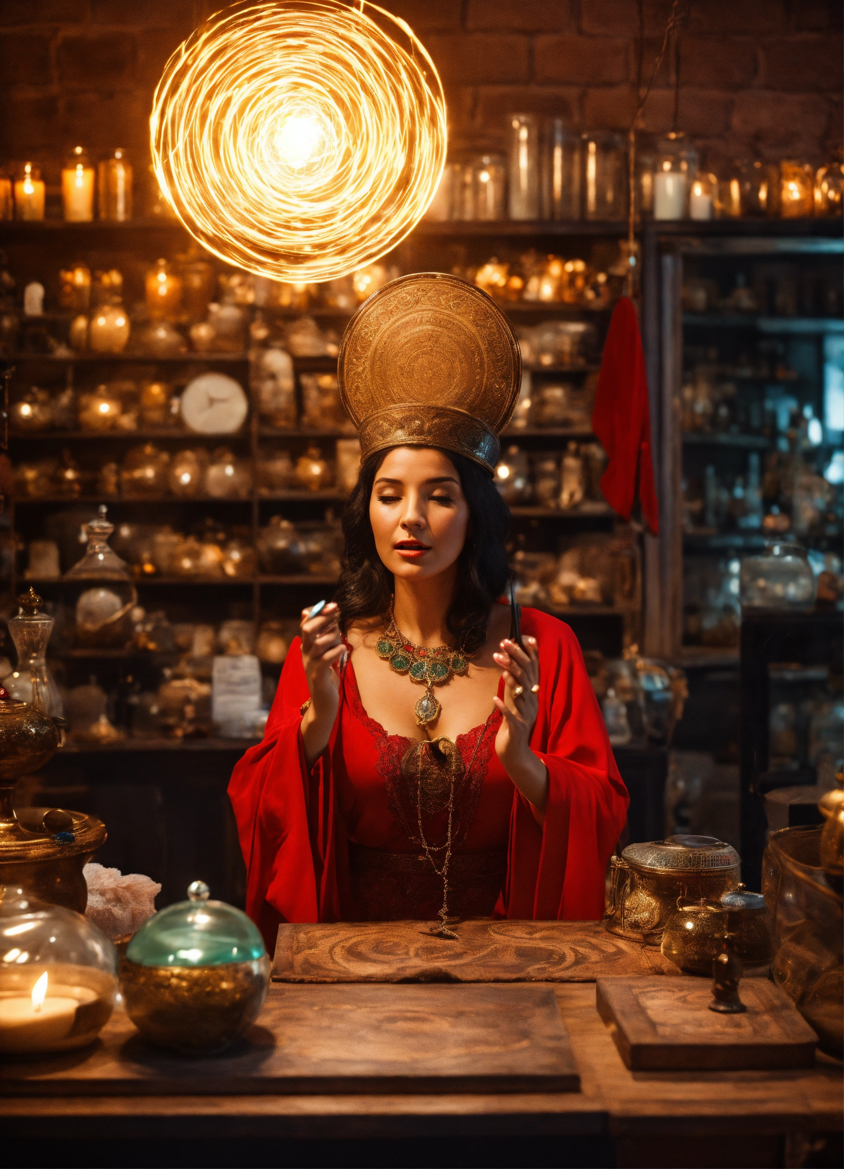 Lexica - Woman sorceress casting a powerful hypnosis spell on a modern ...