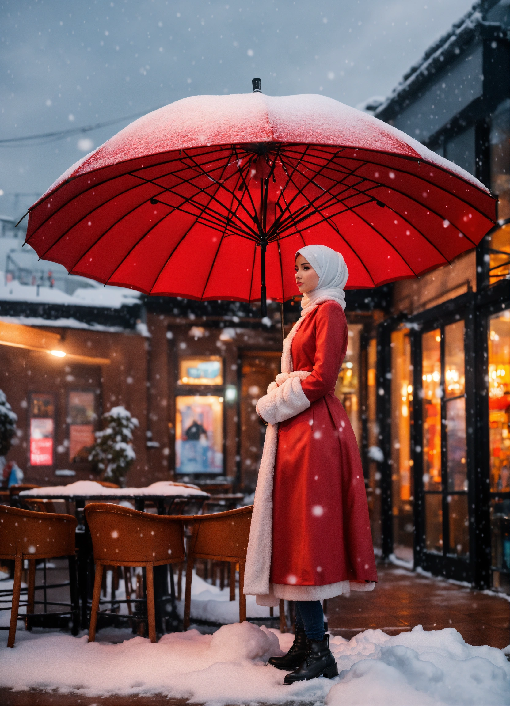 Lexica - Abstract hijab girl statue on a fluffy cloud holding a snowy ...