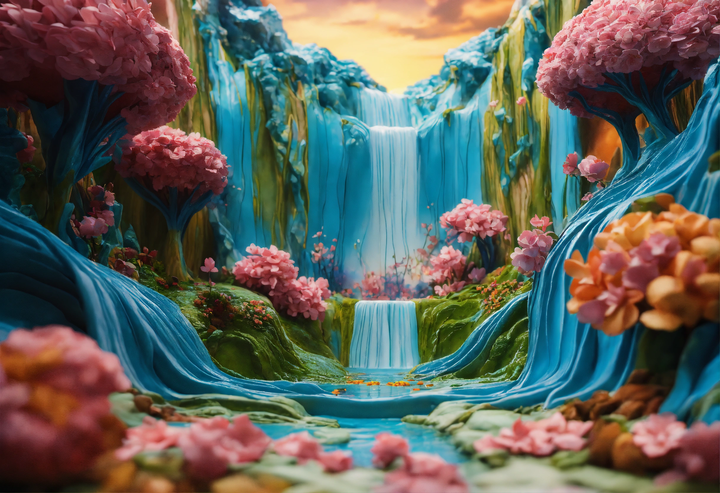 Lexica - Hand-made artwork 3D, modeling clay, wide view shot, floral ...