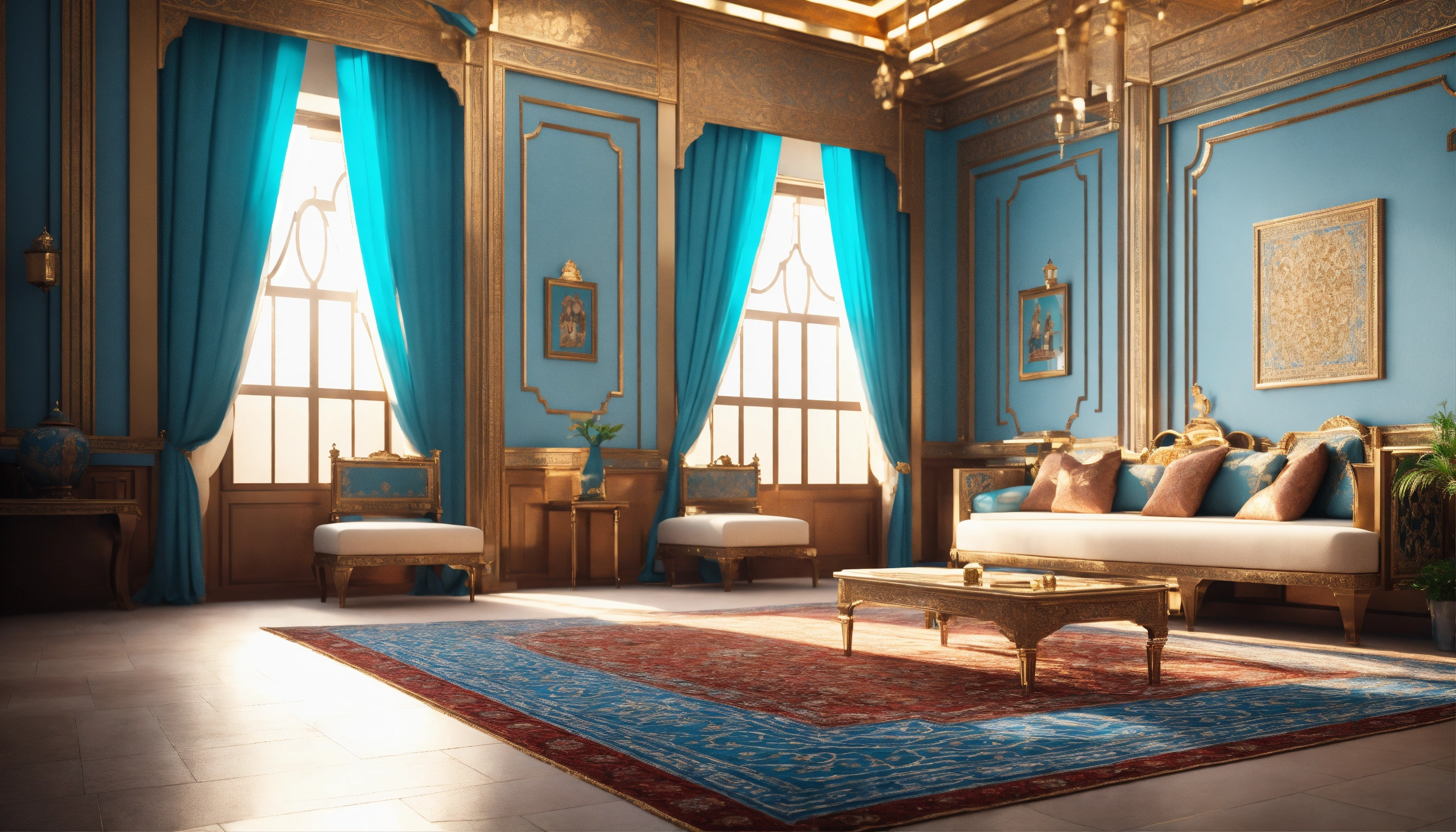 Lexica - Saudi palace interior room, traditional, setting area, seats ...