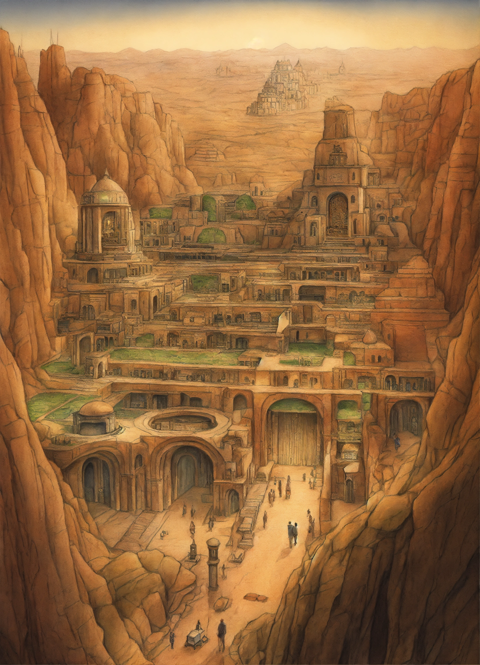 Lexica - Realistic colored pencil illustration of map of an intra ...