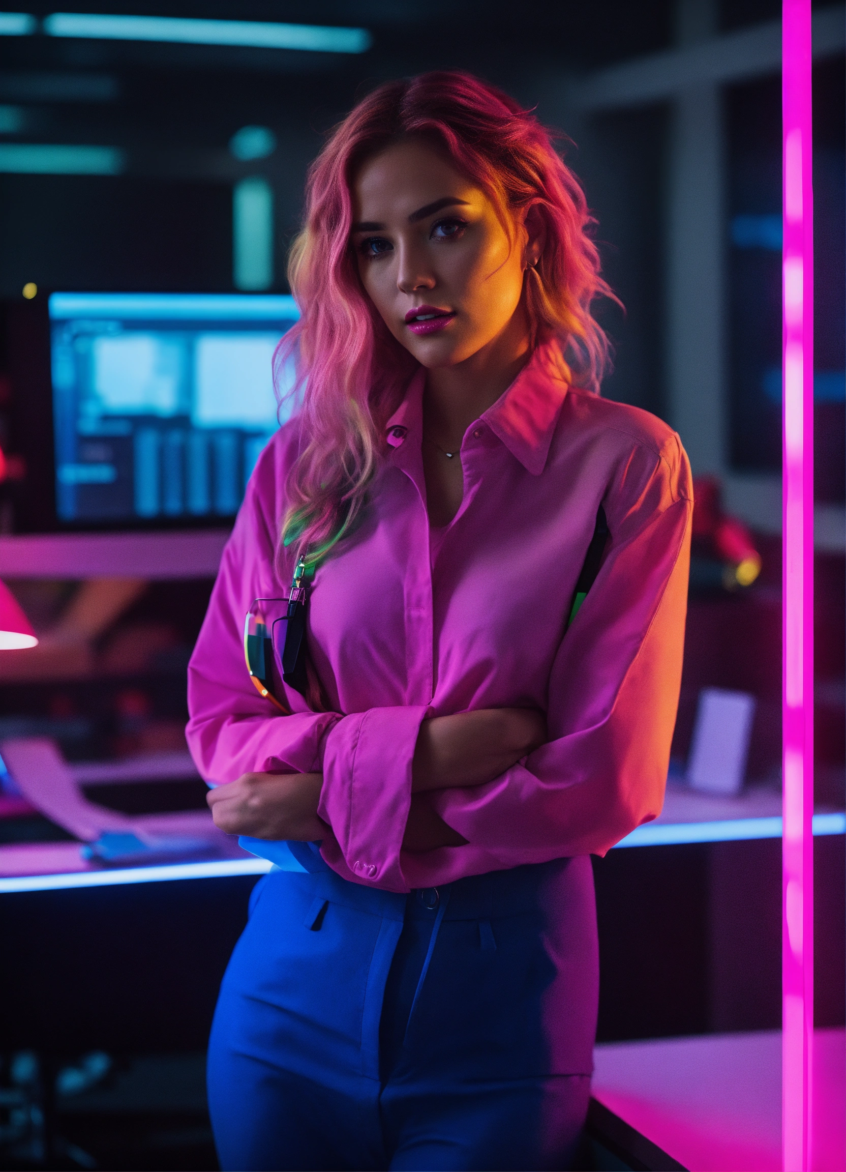 Lexica - Cinematic photography, modern, female trickster in an office ...