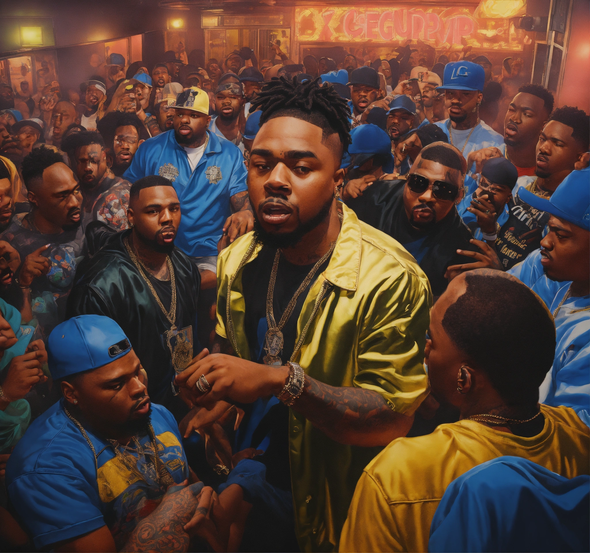 Lexica - Birdseye view Pop art, hyperrealist portrait of battle rapper ...